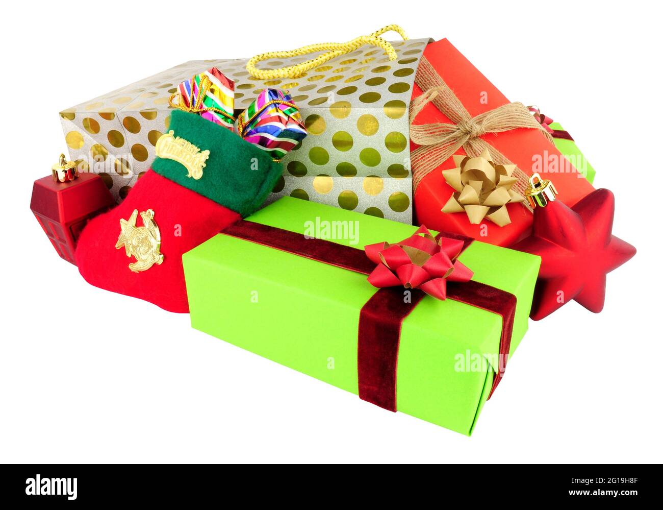 Christmas presents with bows Cut Out Stock Images & Pictures - Alamy