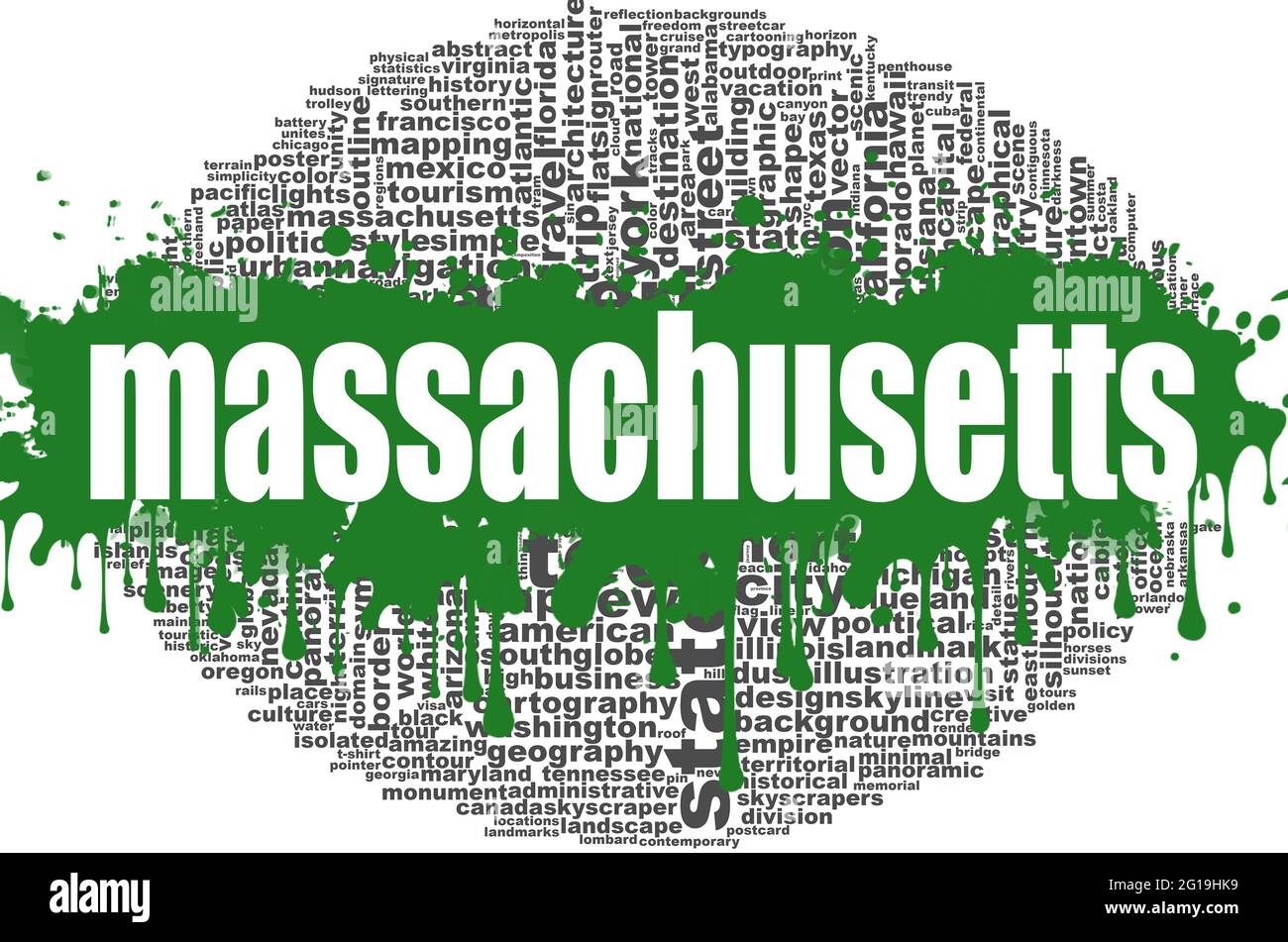 Massachusetts word cloud design. Creative illustration of idea word ...