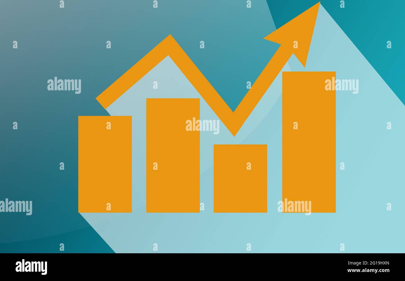 Growing bars graphic with rising arrow , 3D rendering Stock Photo - Alamy