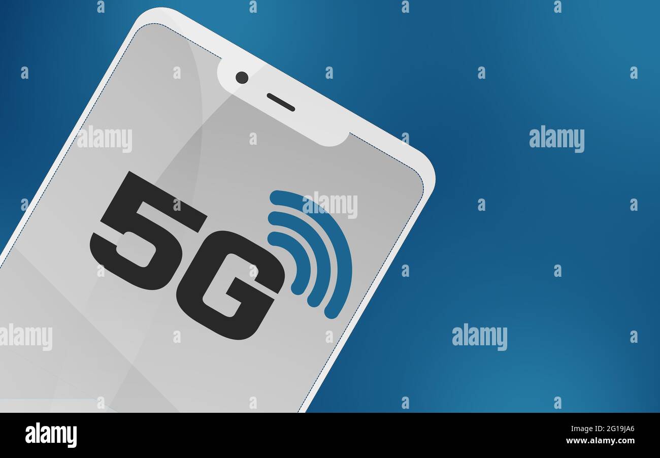 5G text on screen smart phone, 3D rendering Stock Photo - Alamy