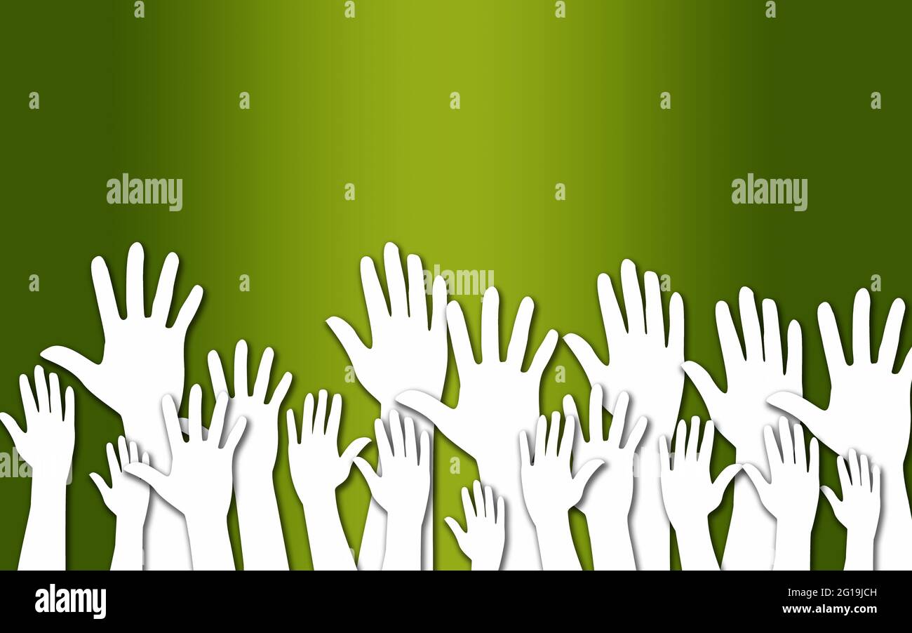 Concept of raised up hands, 3D rendering Stock Photo - Alamy