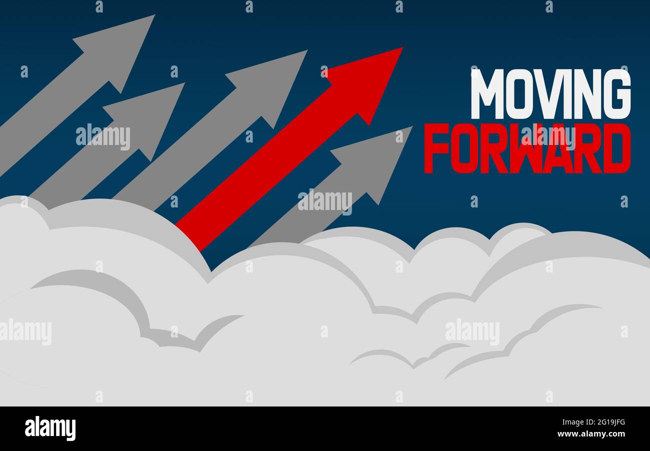 Moving forward concept, arrows moving up in the sky, 3D rendering Stock ...