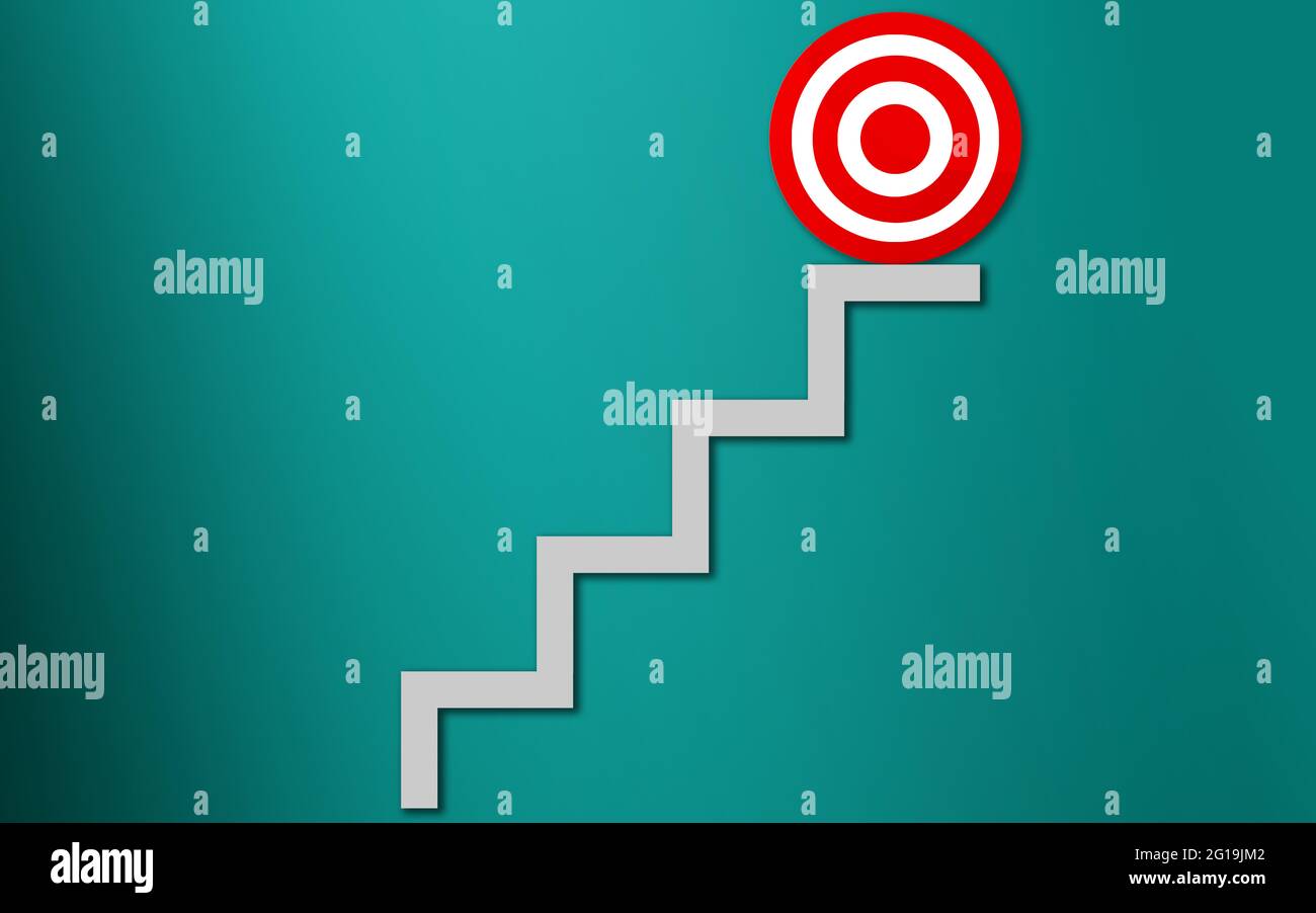 Steps or stairs with goal target, 3D rendering Stock Photo - Alamy