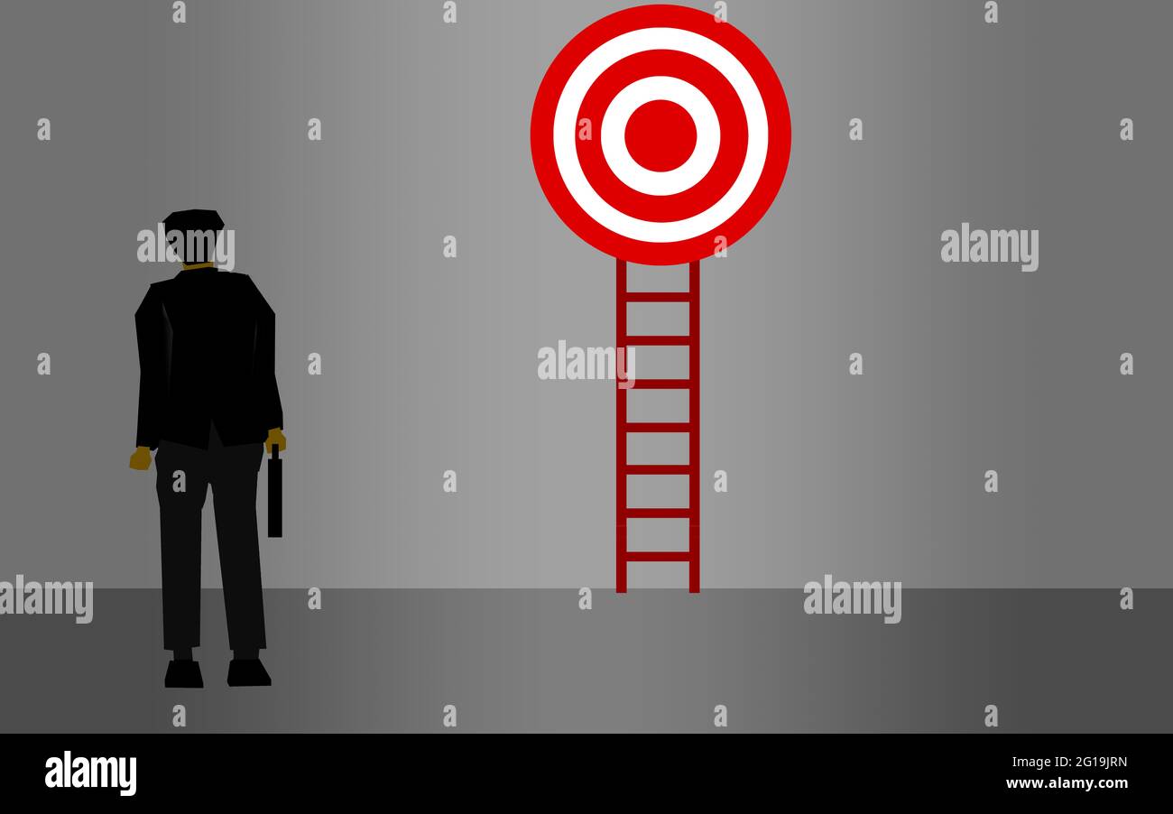 Stepping up to target into human head, 3D rendering Stock Photo - Alamy