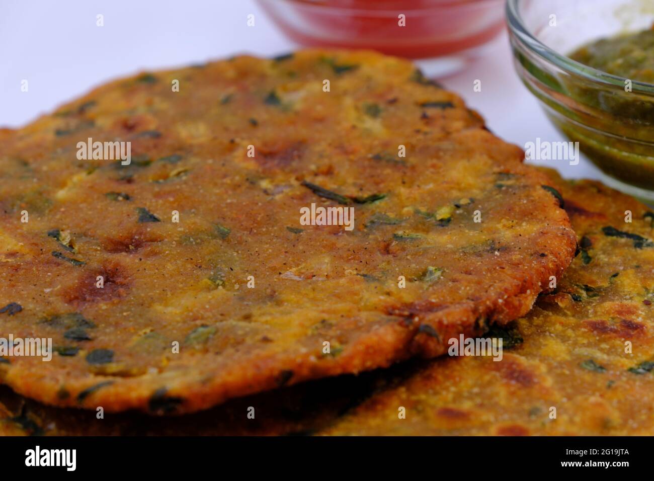 Variety of Indian flat bread thepla or paratha Stock Photo - Alamy