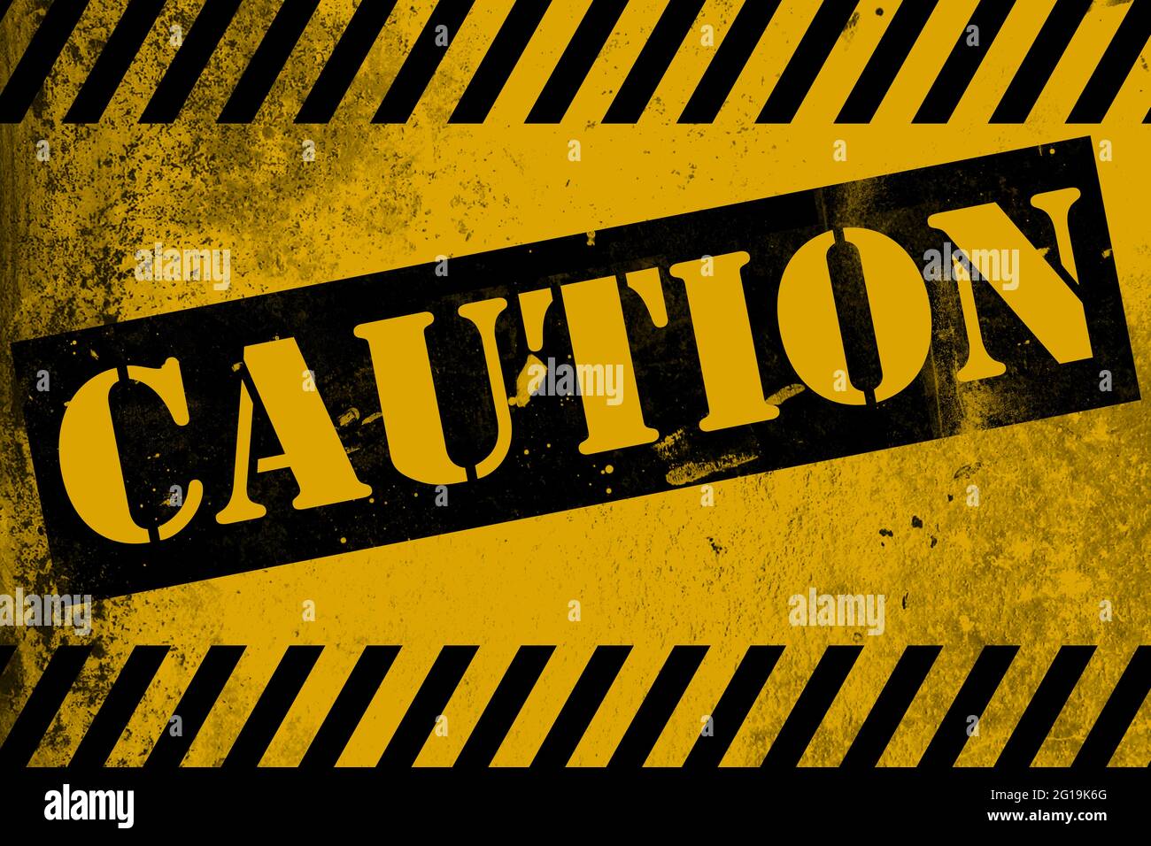 Caution sign yellow with stripes, 3D rendering Stock Photo - Alamy