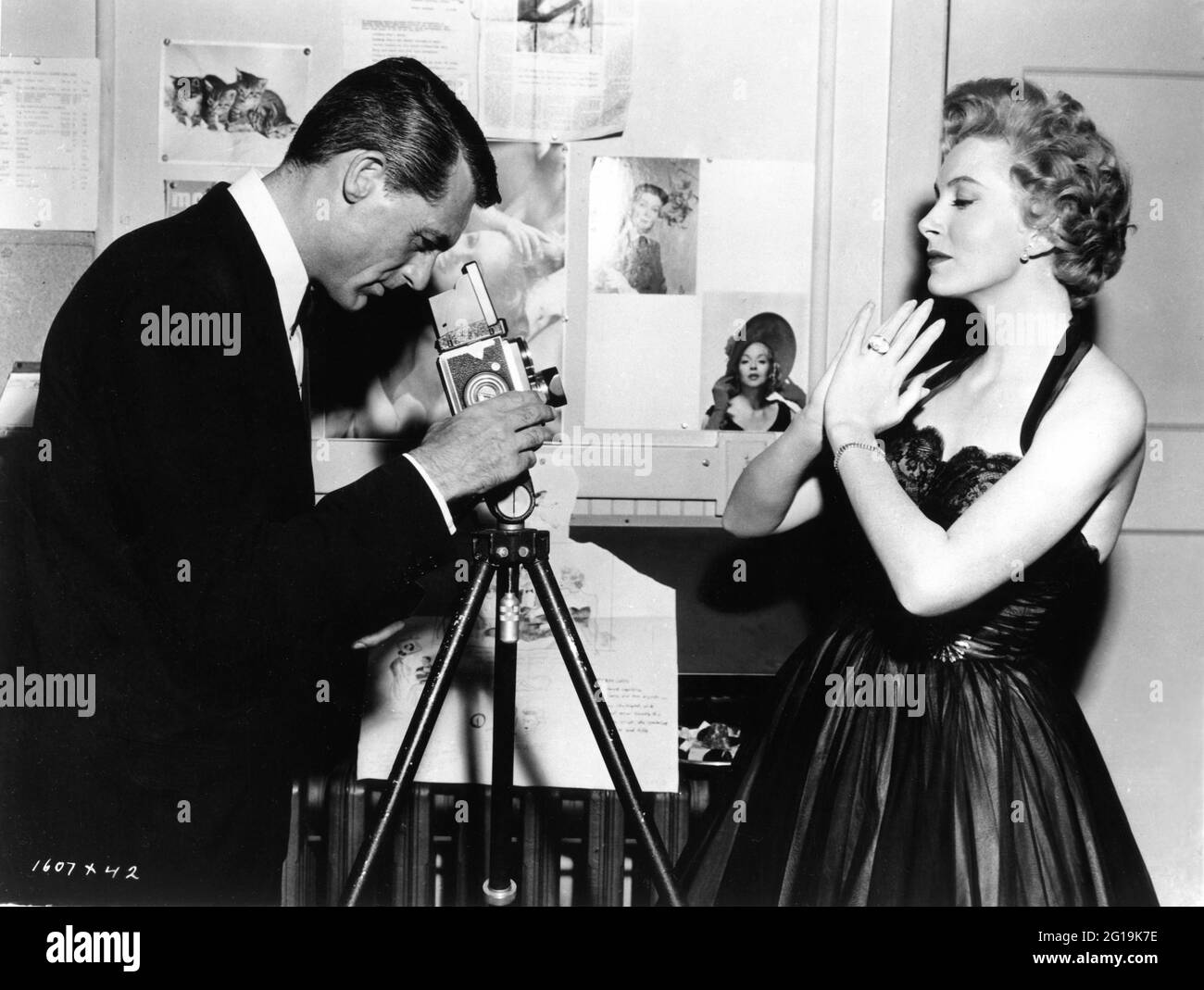 CARY GRANT taking still photo of DEBORAH KERR on set candid at MGM ...