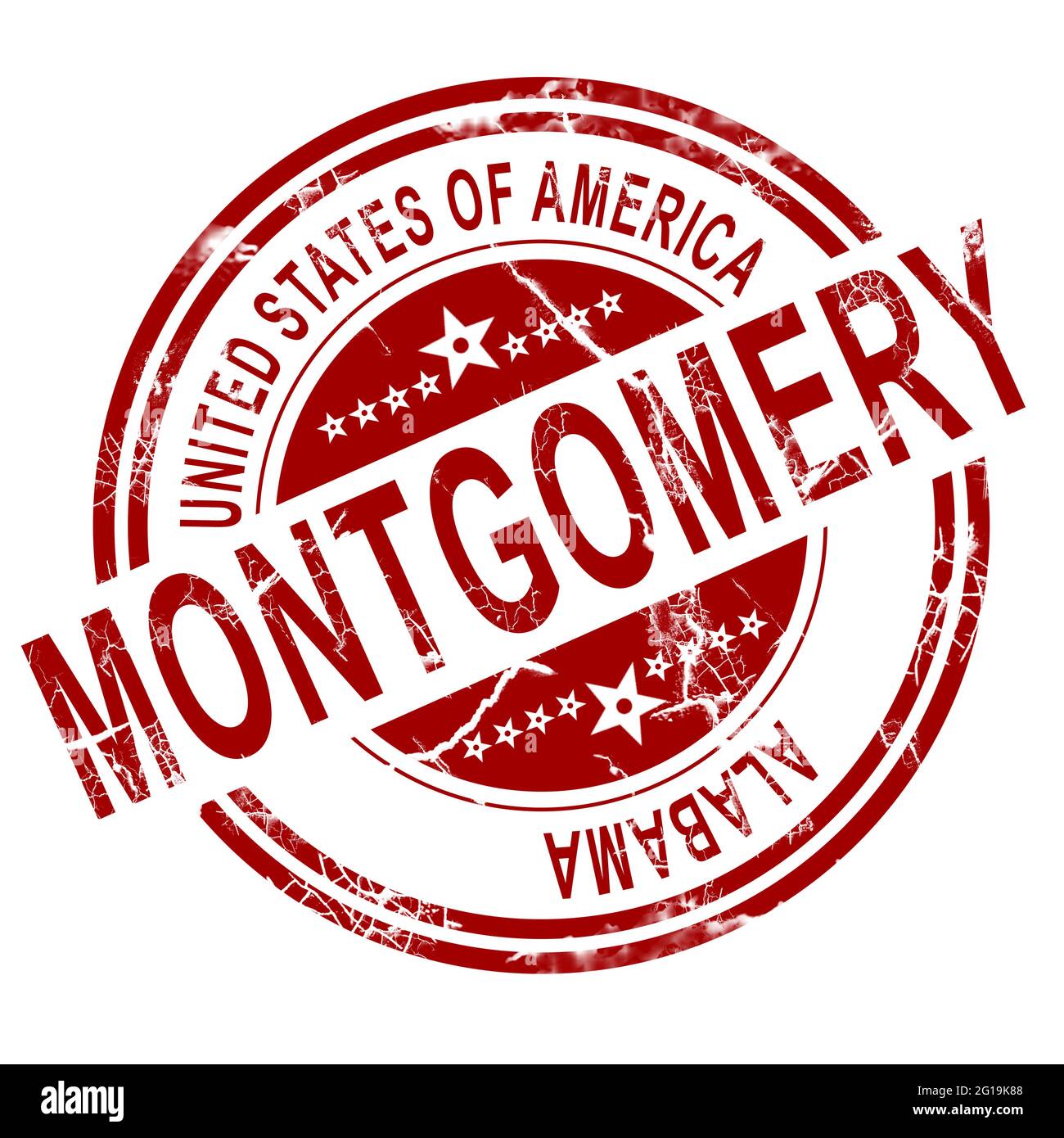 Red Montgomery stamp with white background, 3D rendering Stock Photo ...