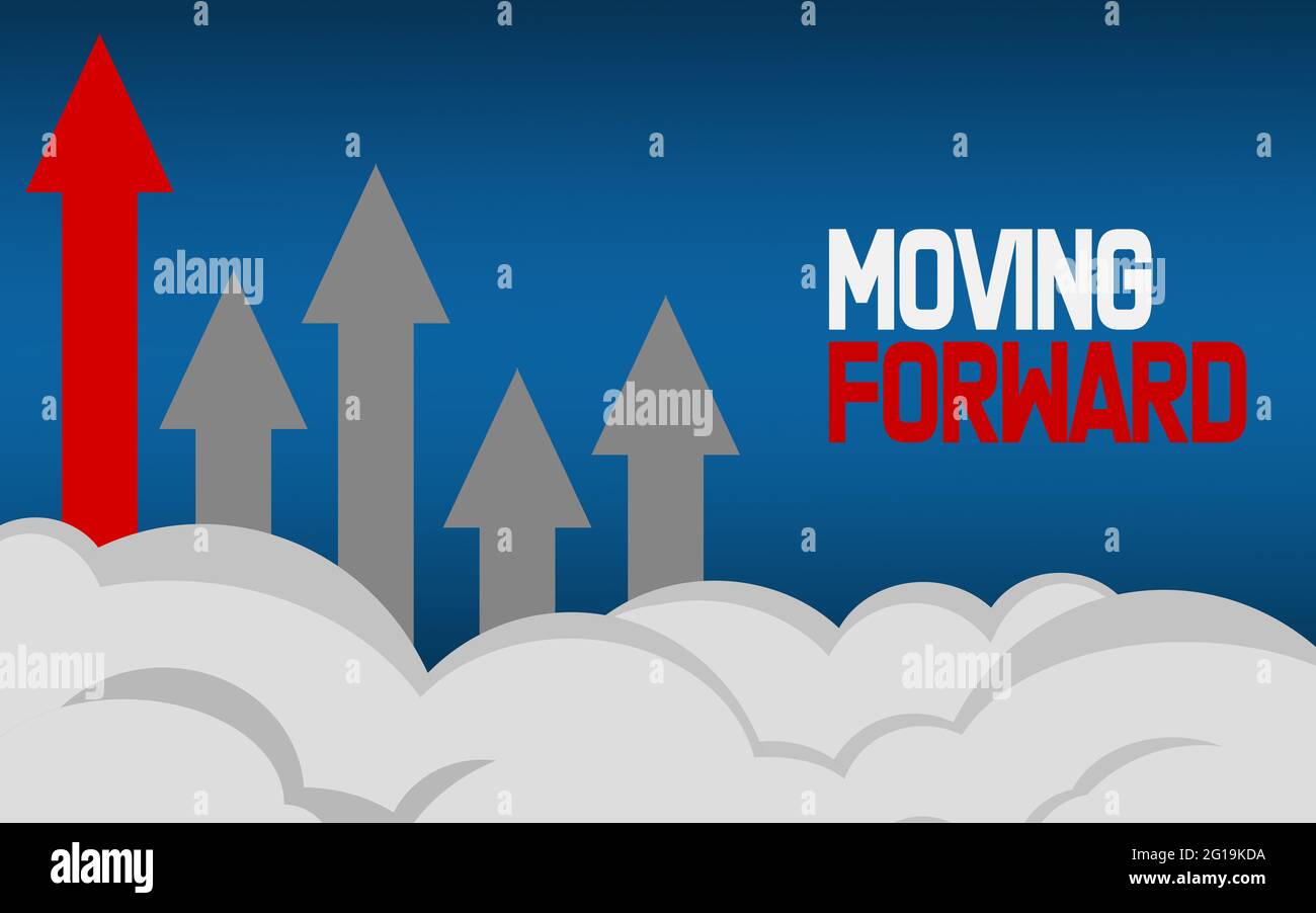 Moving forward concept. Arrows moving up in the sky, 3D rendering Stock ...
