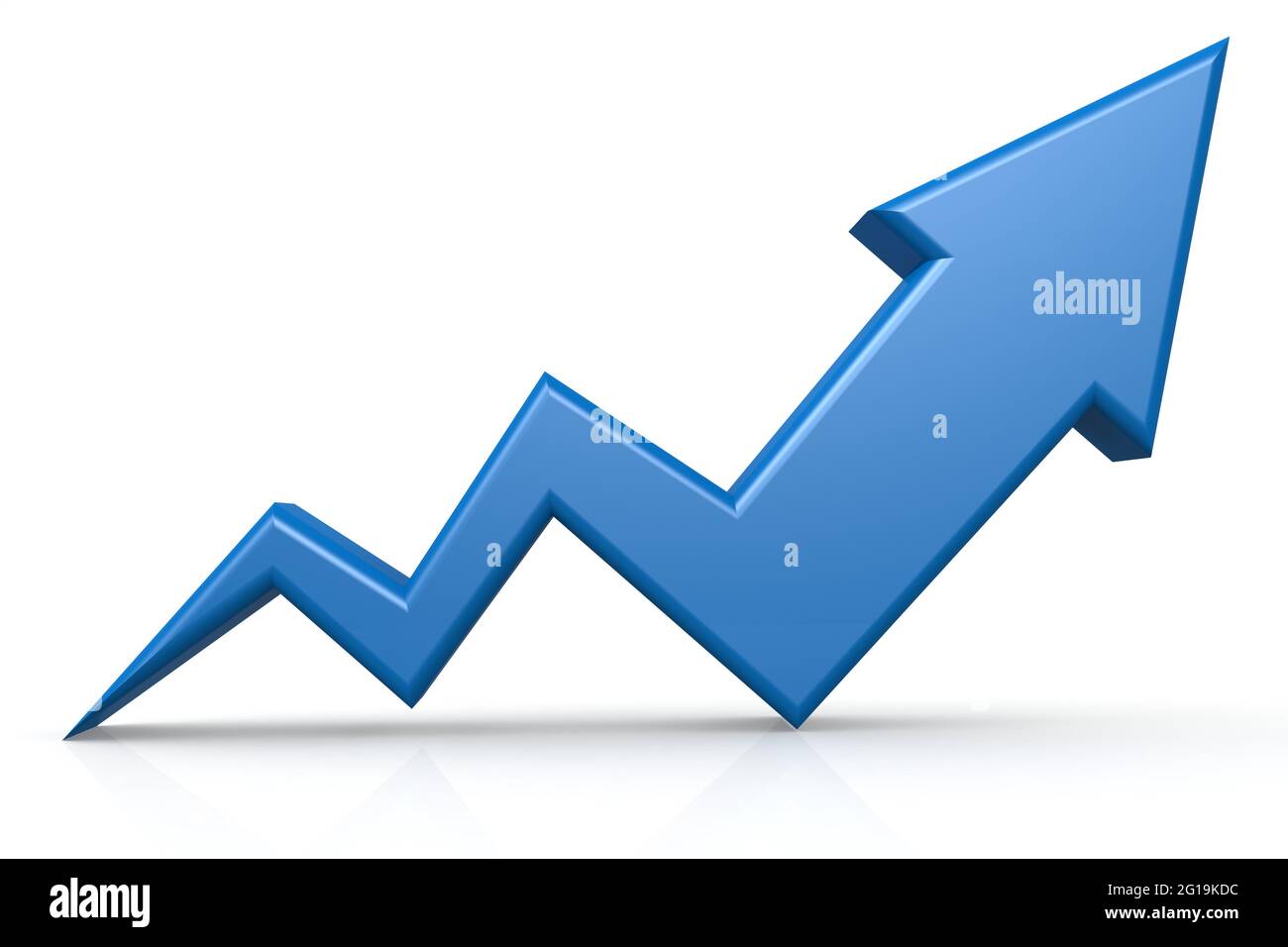 Blue up growing arrow isolated on white background, 3D rendering Stock ...