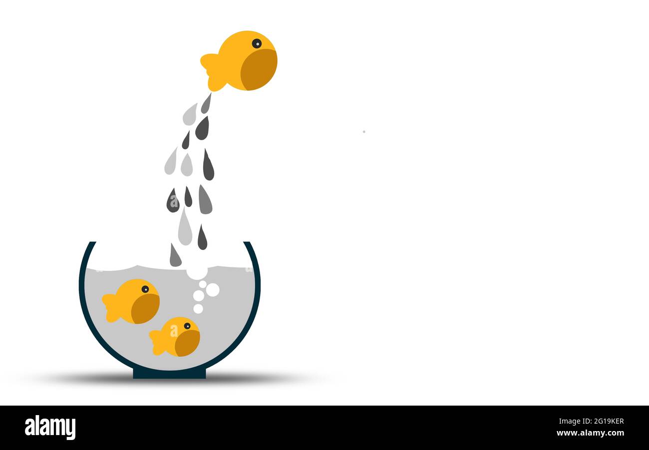 Fish moving from one aquarium, 3D rendering Stock Photo - Alamy