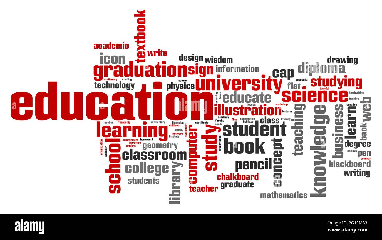 Education word cloud concept on white background, 3d rendering Stock ...