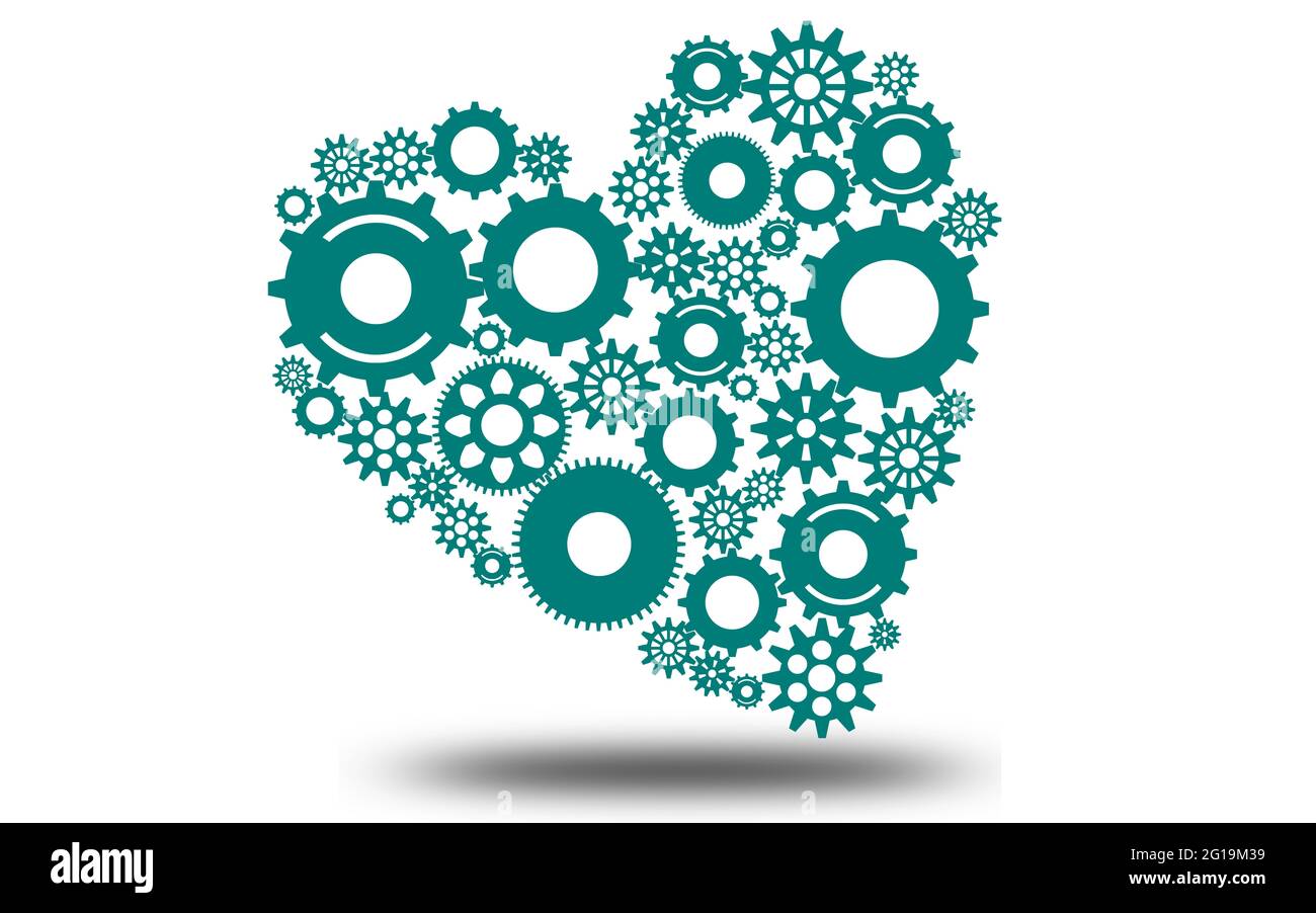 Heart made of gears and cogwheels, 3D rendering Stock Photo - Alamy