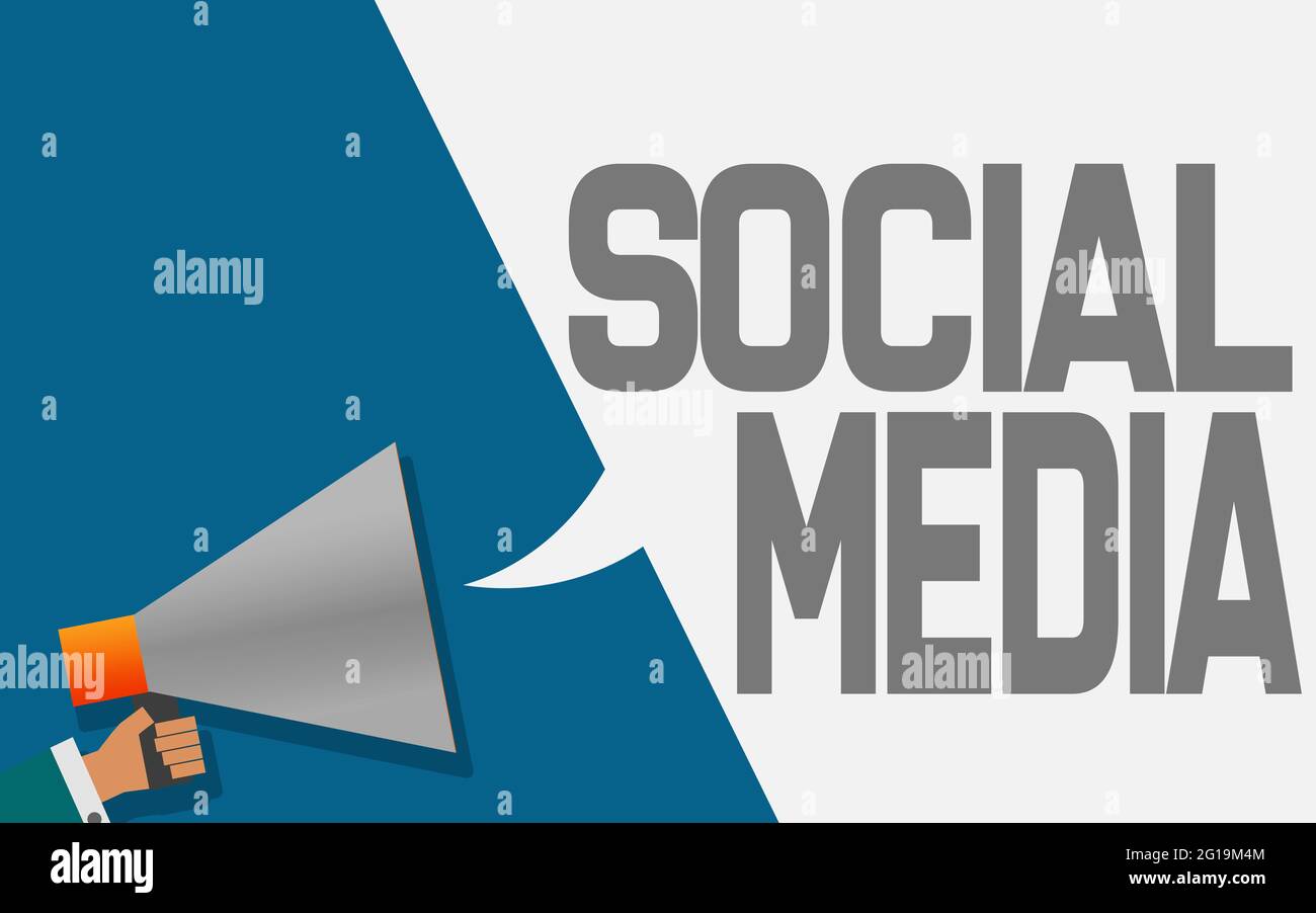 Megaphone with social media speech bubble, 3D rendering Stock Photo - Alamy