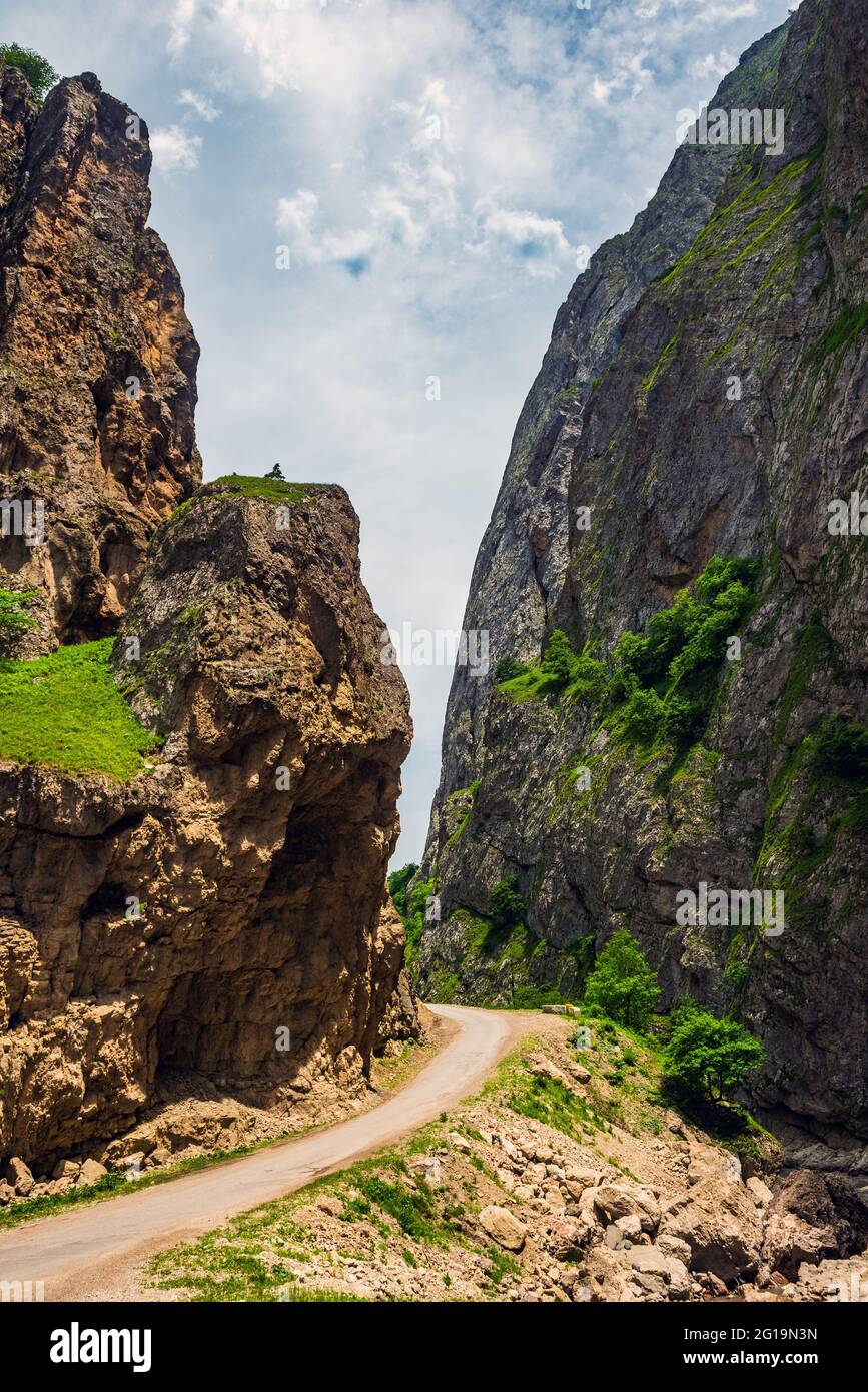 Narrow road in a mountain gorge Stock Photo - Alamy
