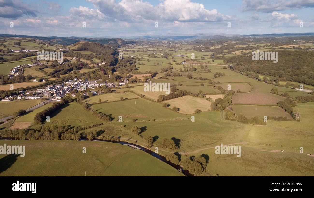 Aerial view of River Gwili, Carmarthenshire, Wales, UK Stock Photo - Alamy