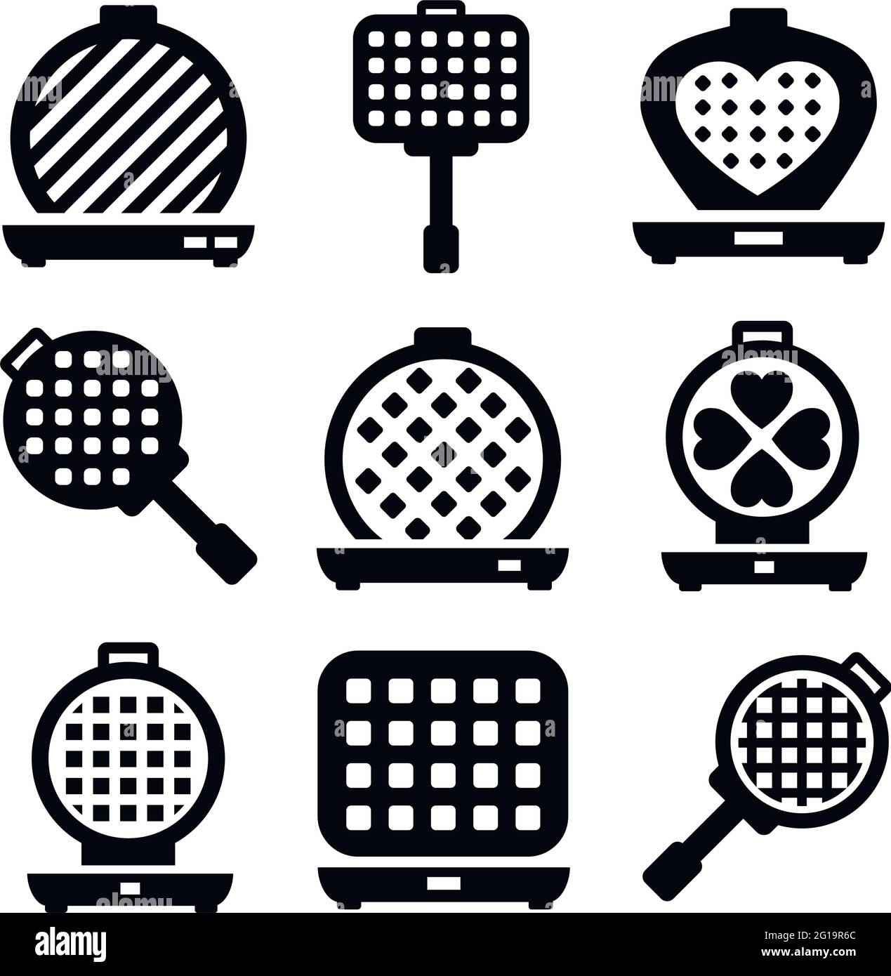 Waffle-iron icon set. Simple set of belgian waffle-iron vector icons ...