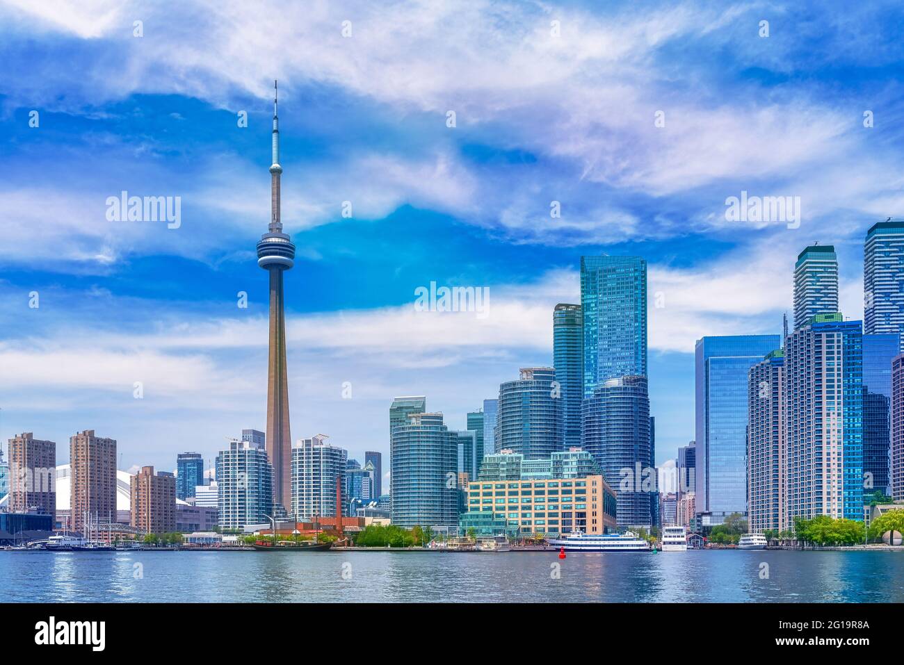 The Toronto city skyline during the daytime and seen from the Lake ...