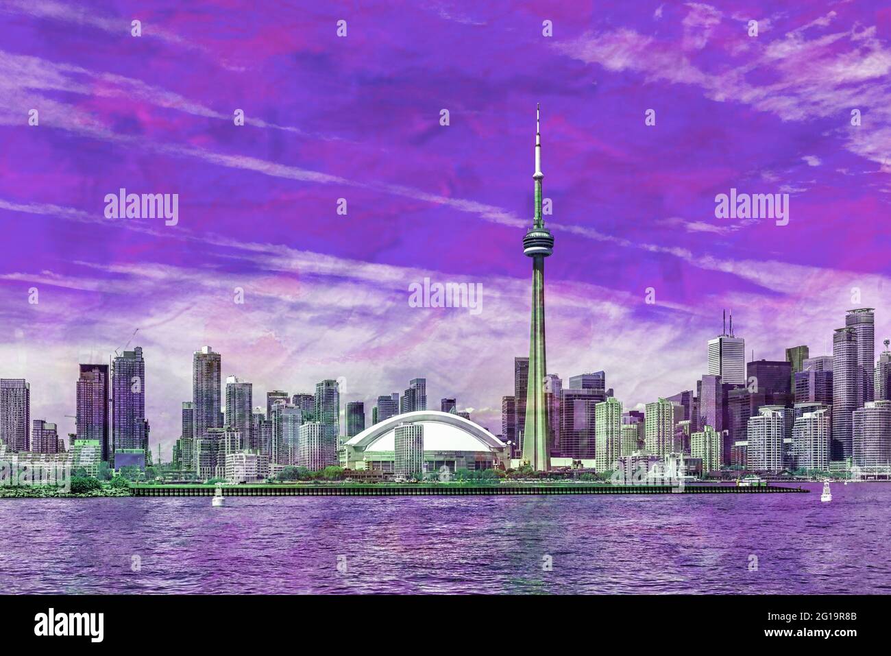 The Toronto city skyline during the daytime and seen from the Lake ...
