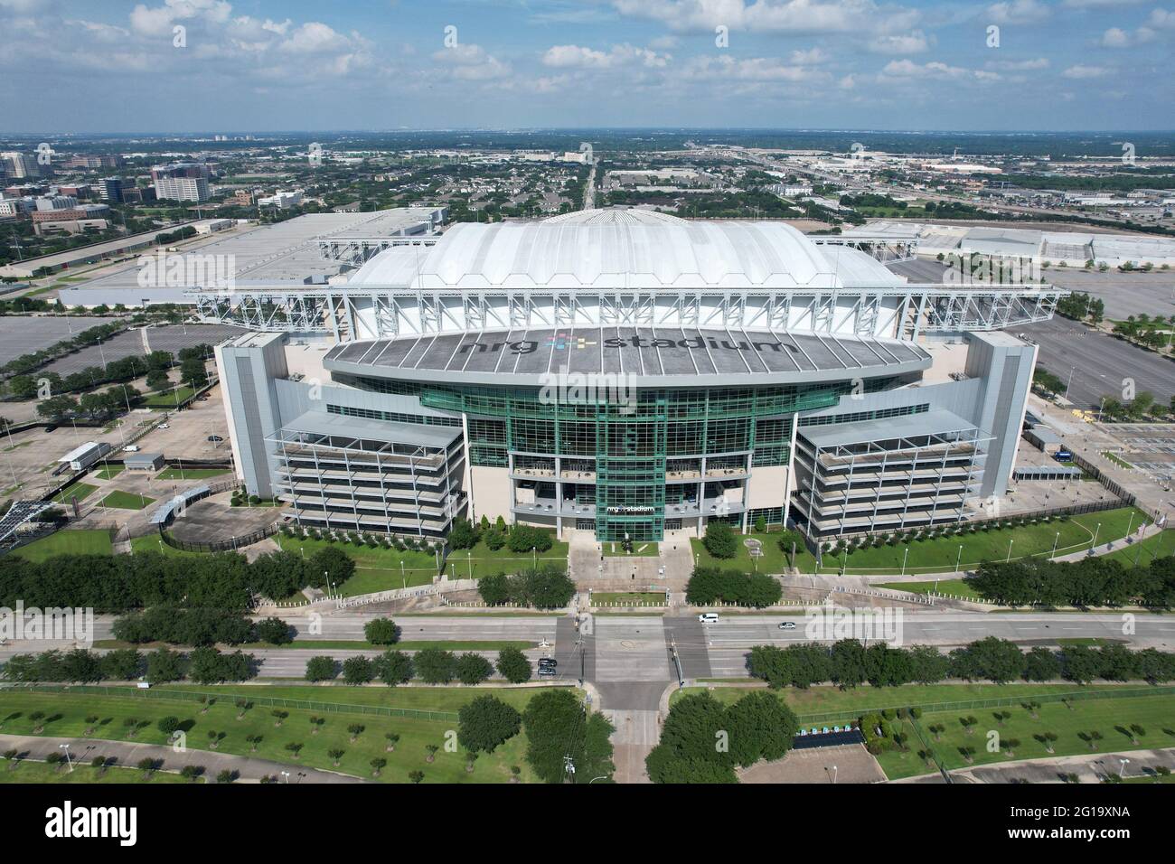 An aerial view of NRG Stadium, Sunday, May 30, 2021, in Houston. The ...