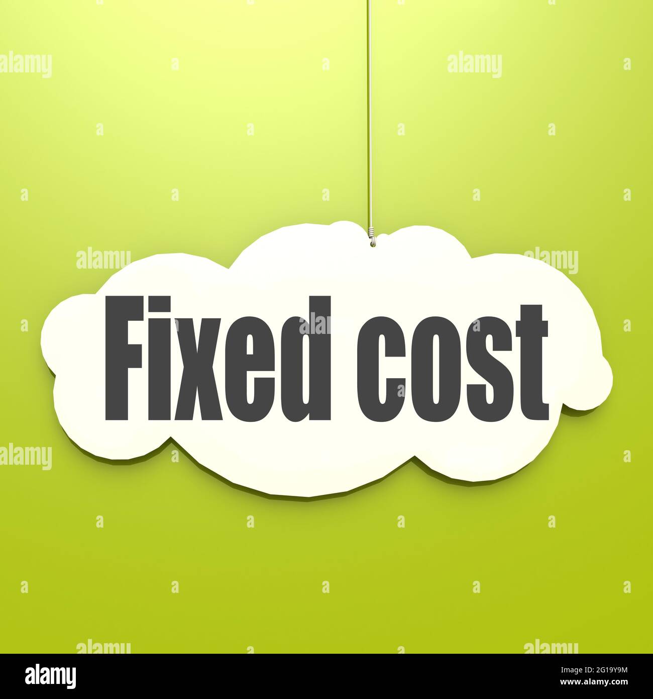 Fixed cost word on white cloud with green background, 3D rendering ...