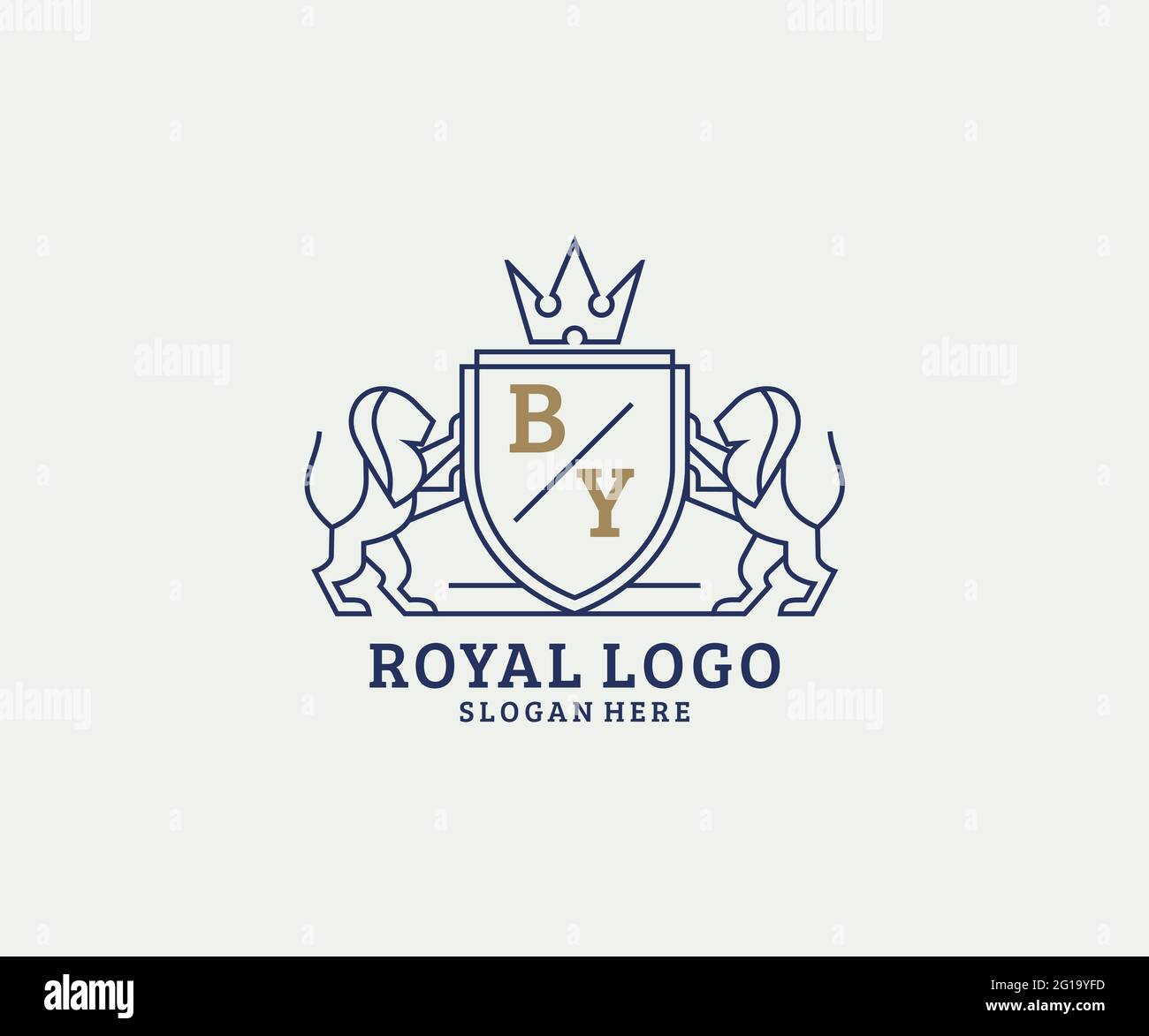 BY Letter Lion Royal Luxury Logo template in vector art for Restaurant ...