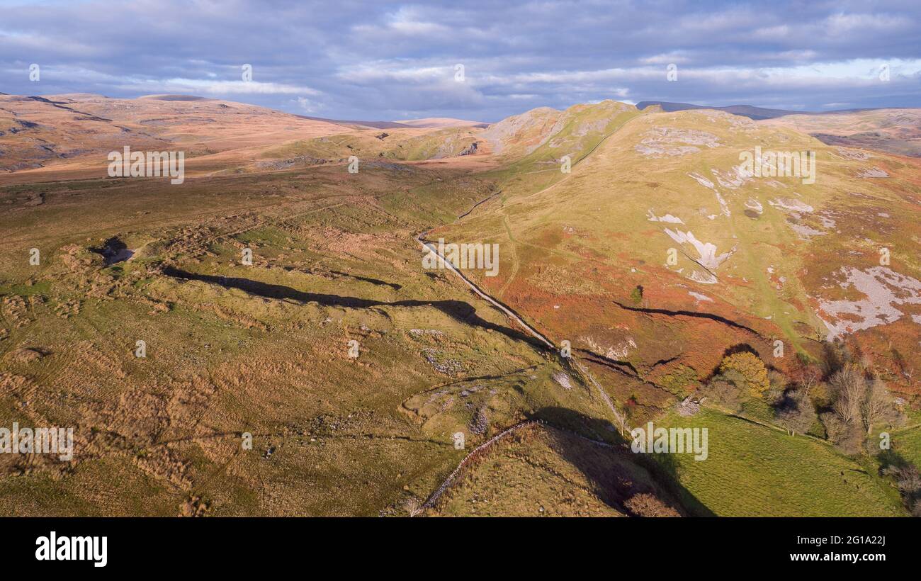 Aerial view of Cribarth Mountain, Brecon Beacons National Park, Wales ...