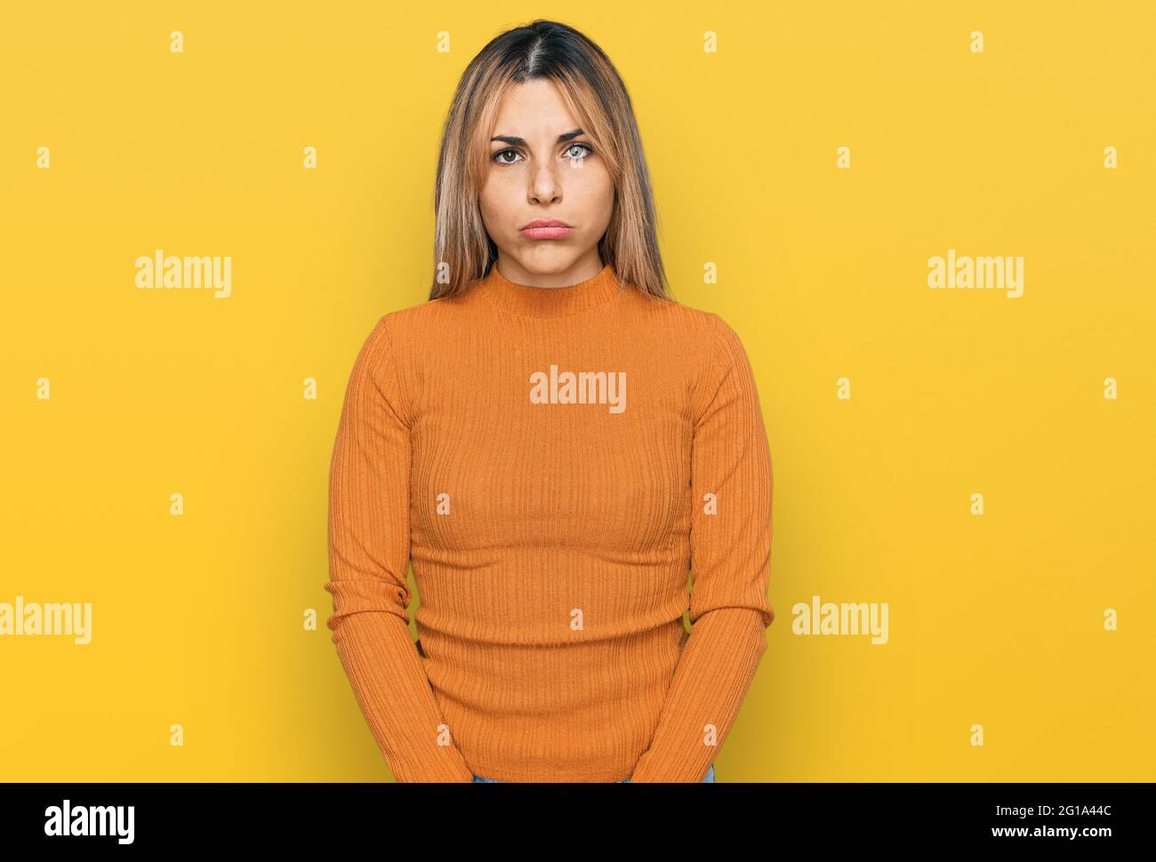 Young caucasian woman wearing casual clothes depressed and worry for ...