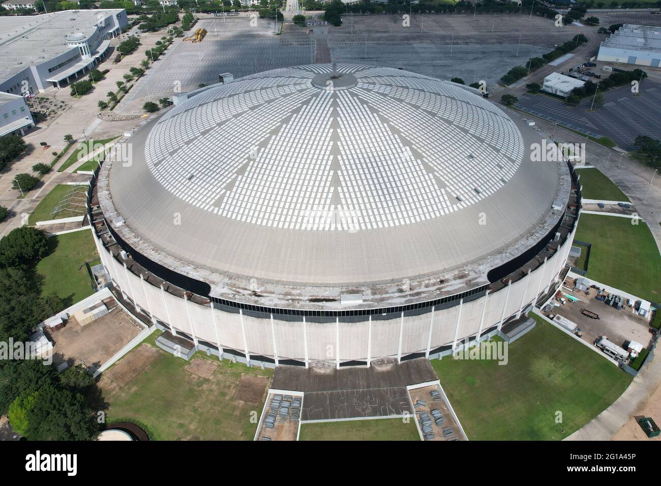 An aerial view of the Astrodome, Sunday, May 30, 2021, in Houston. The ...