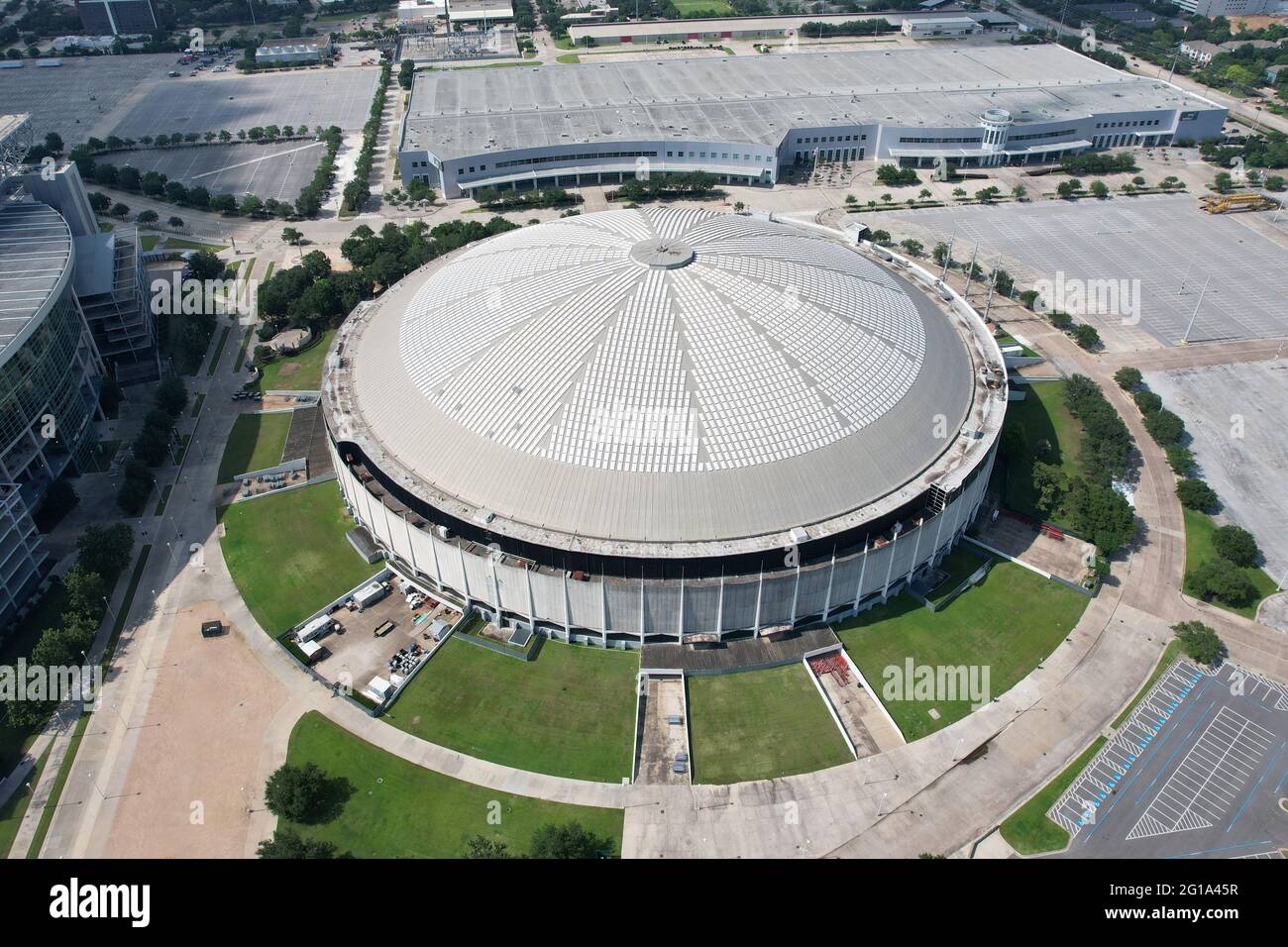 An aerial view of the Astrodome, Sunday, May 30, 2021, in Houston. The ...