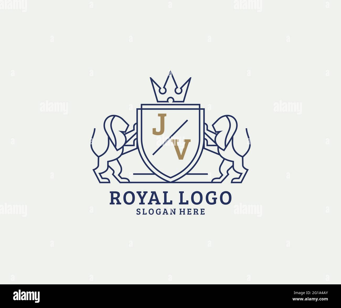 JV Letter Lion Royal Luxury Logo template in vector art for Restaurant ...