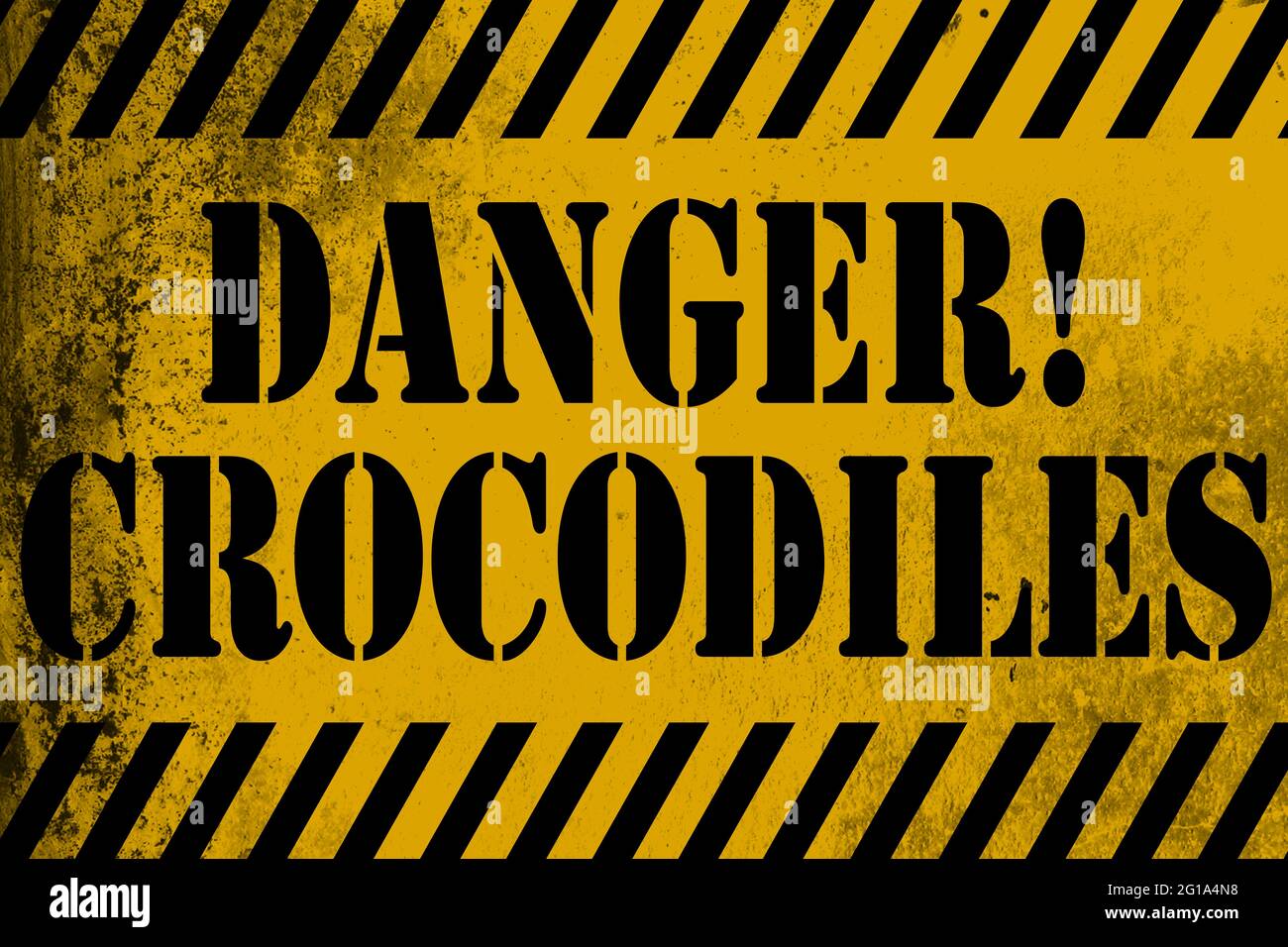 Danger crocodiles sign yellow with stripes, 3D rendering Stock Photo ...
