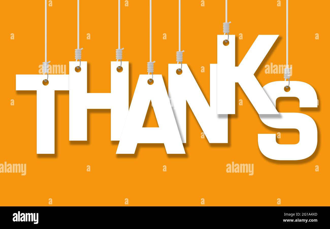 Thanks word hang on ropes, 3D rendering Stock Photo - Alamy