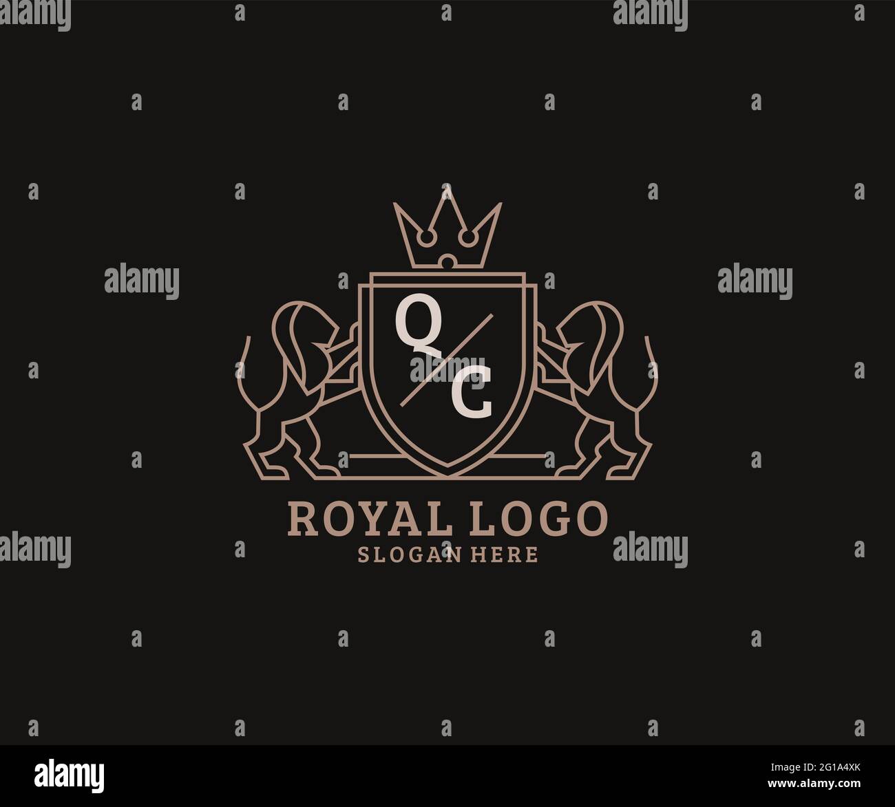 QC Letter Lion Royal Luxury Logo template in vector art for Restaurant ...