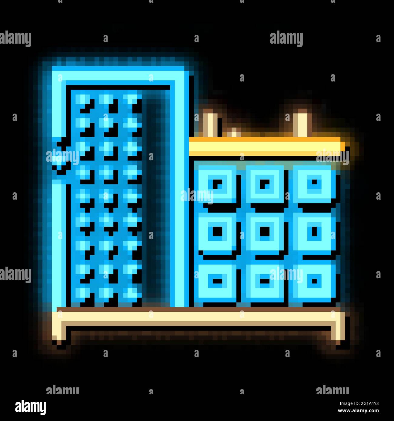 Multi-Storey Building neon glow icon illustration Stock Vector Image ...