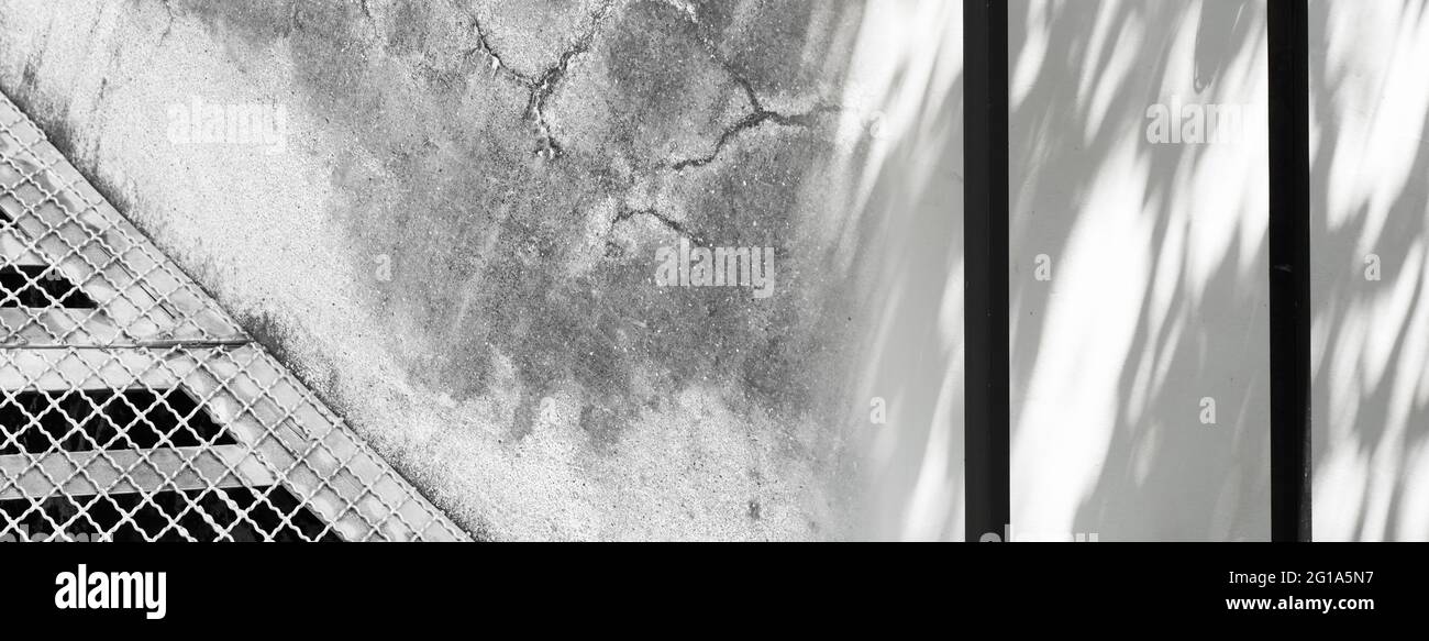 white grey cracked cement and metal light and shadow on line detail ...