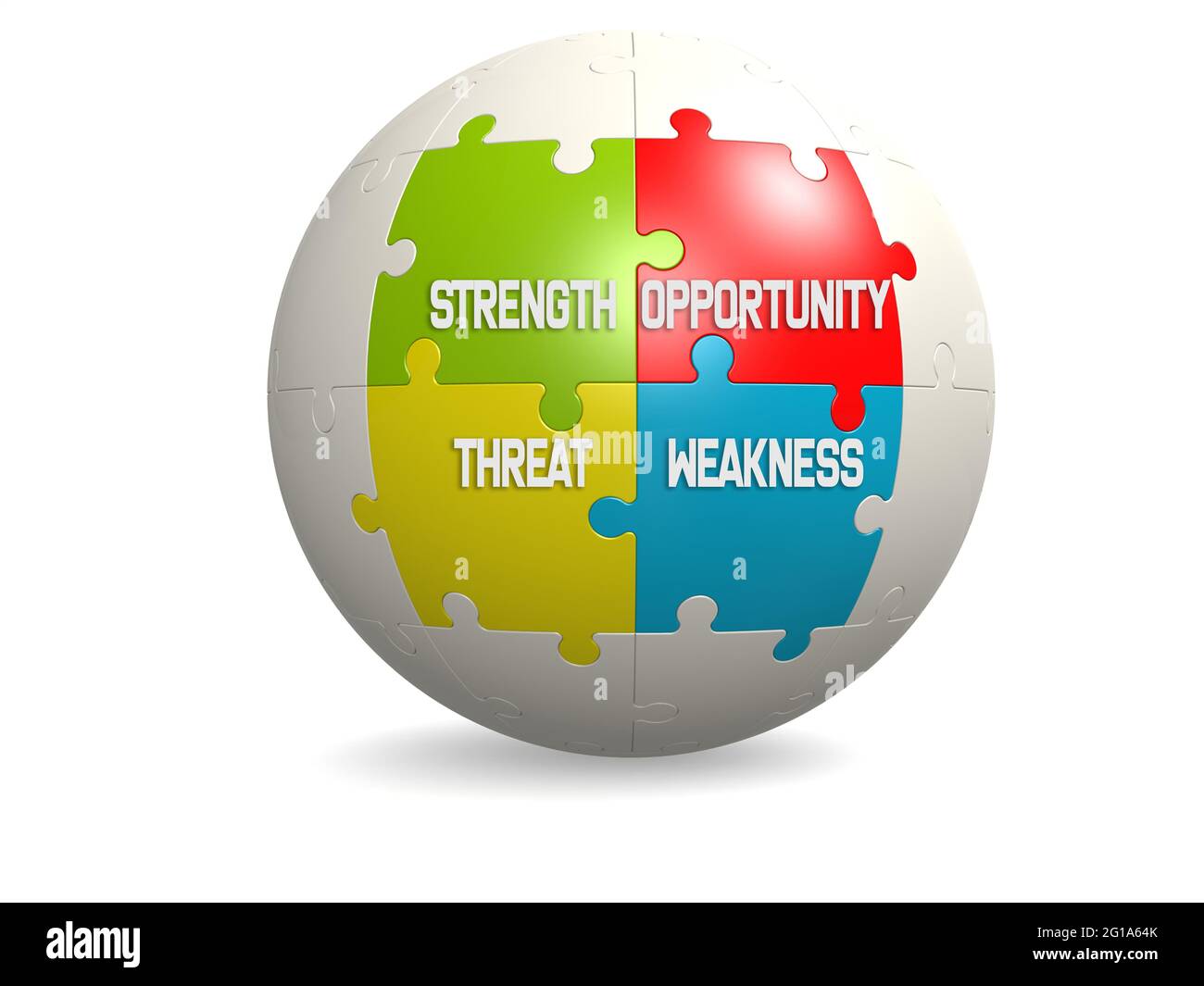 SWOT illustration made from four colorful puzzle pieces, 3D rendering ...