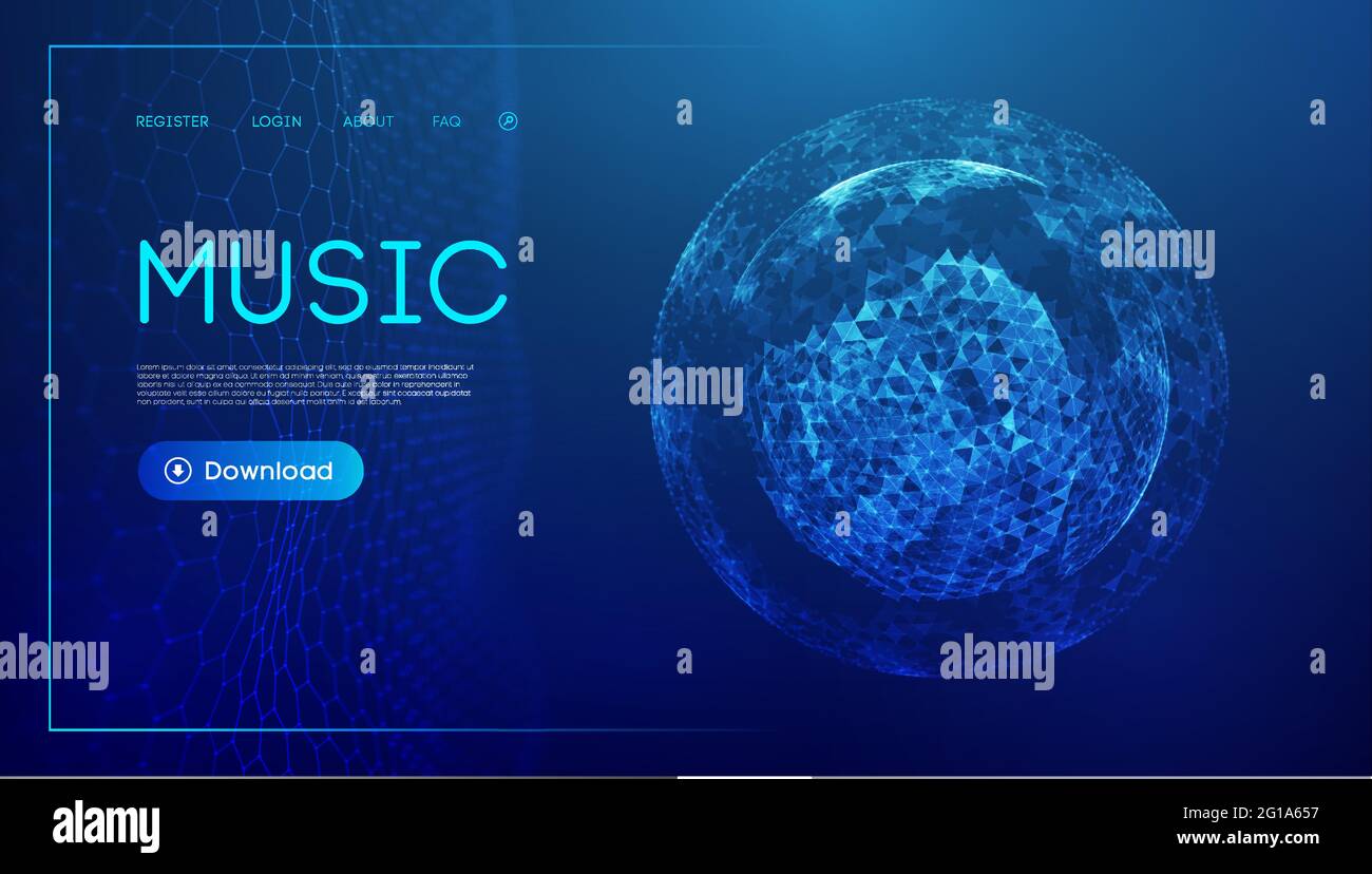 Music wave technology sphere.Vector particle big data visualisation of ...