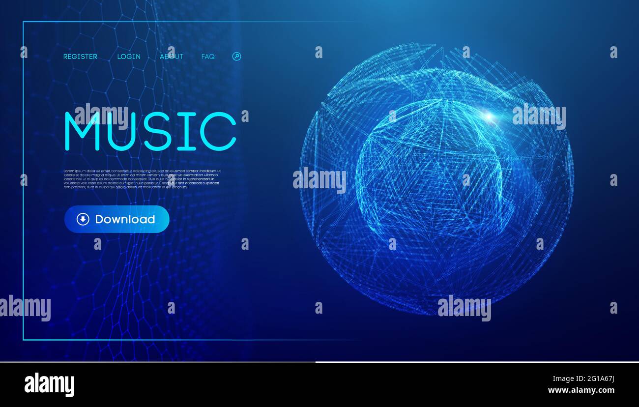 Music wave technology sphere.Vector particle big data visualisation of ...