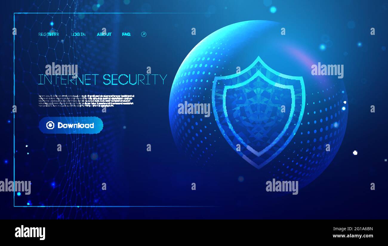 Internet security for computer, vpn safety cyber shield concept. Data security illustration ...