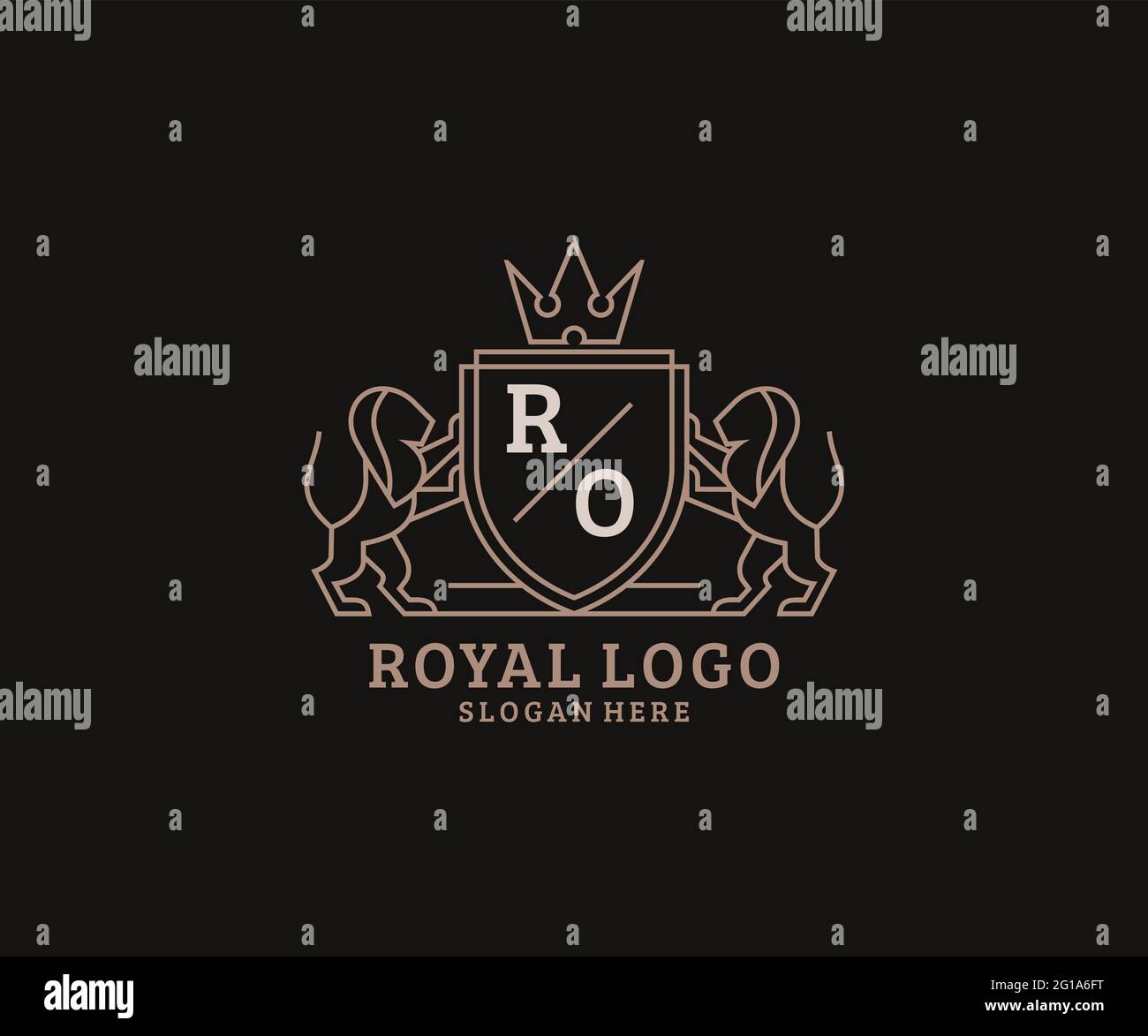 RO Letter Lion Royal Luxury Logo template in vector art for Restaurant ...