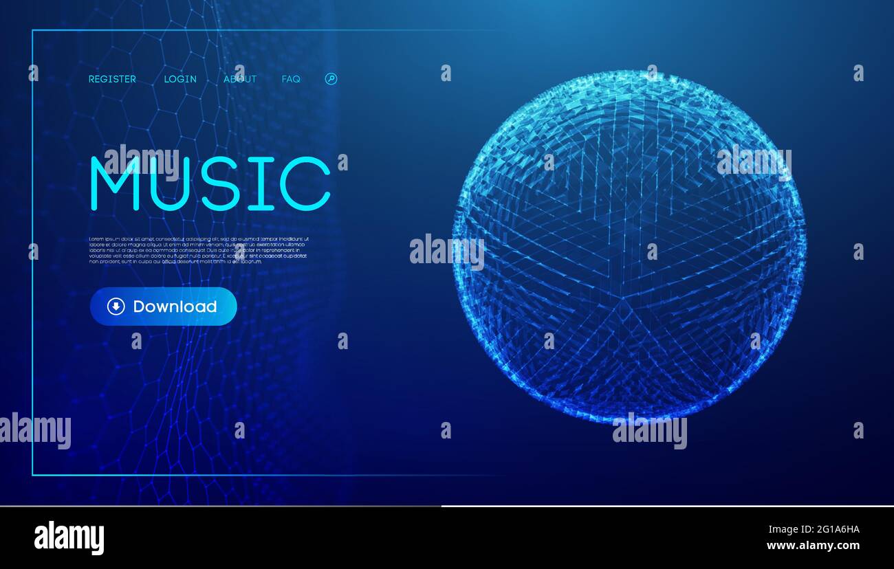 Music wave technology sphere.Vector particle big data visualisation of ...