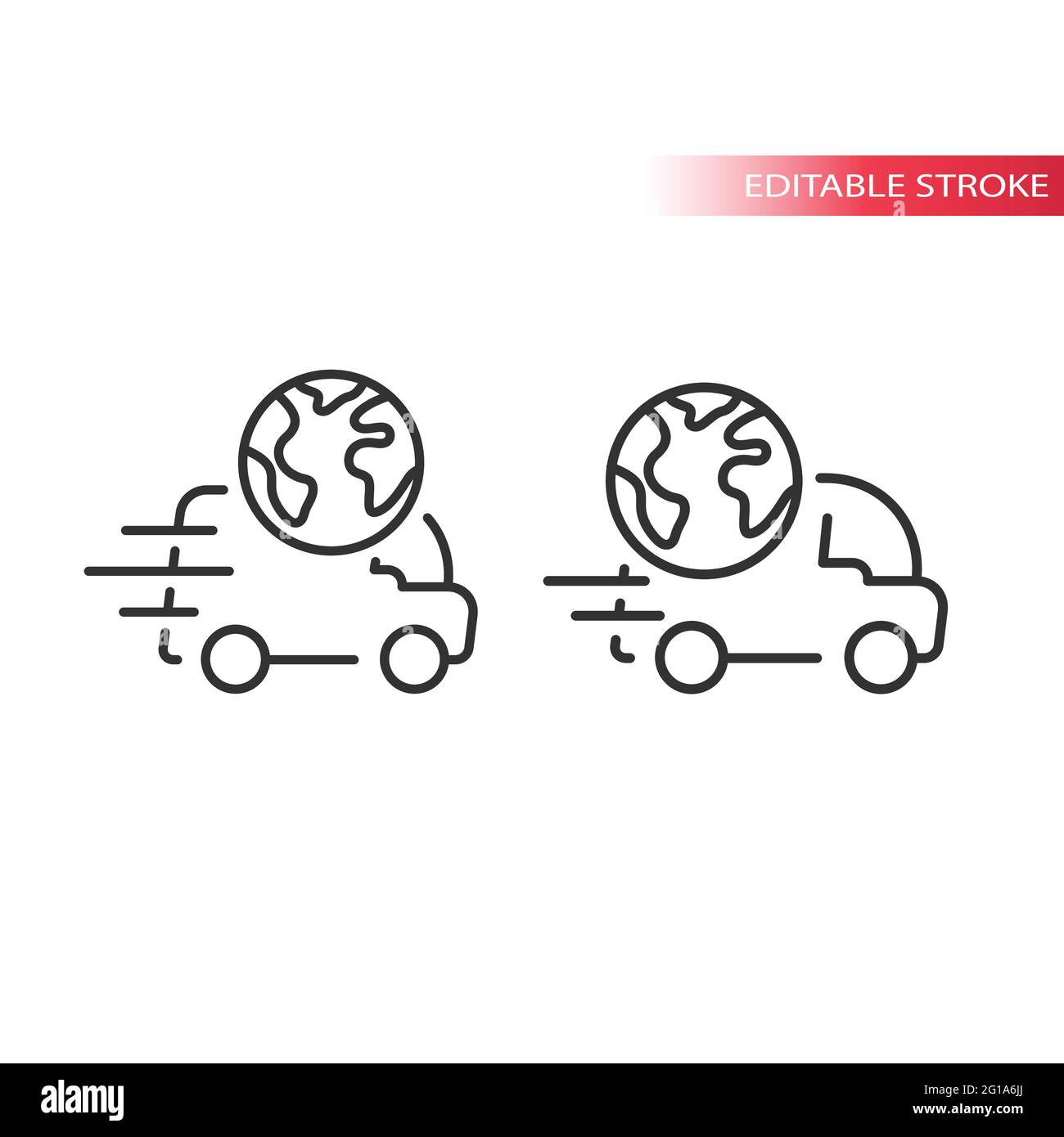 International shipping van and globe icon. Global fast delivery truck ...