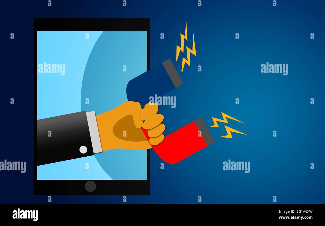 Smart phone screen holding magnet, 3D rendering Stock Photo - Alamy