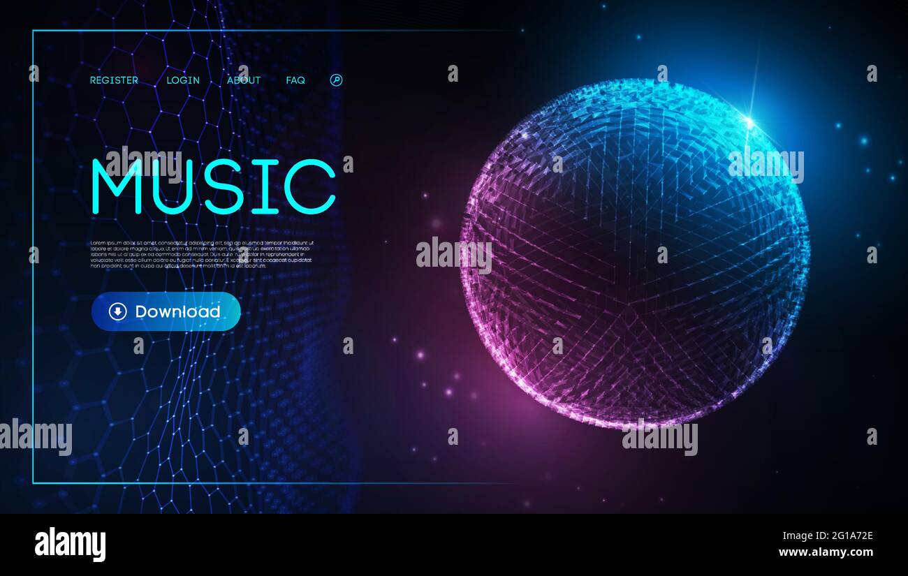 Music wave technology sphere.Vector particle big data visualisation of ...