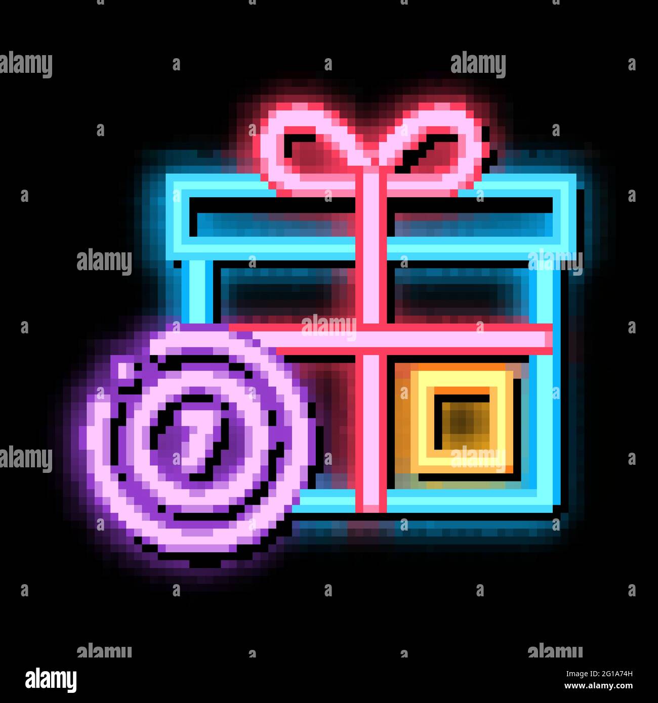 Gift Box with Chips neon glow icon illustration Stock Vector Image ...