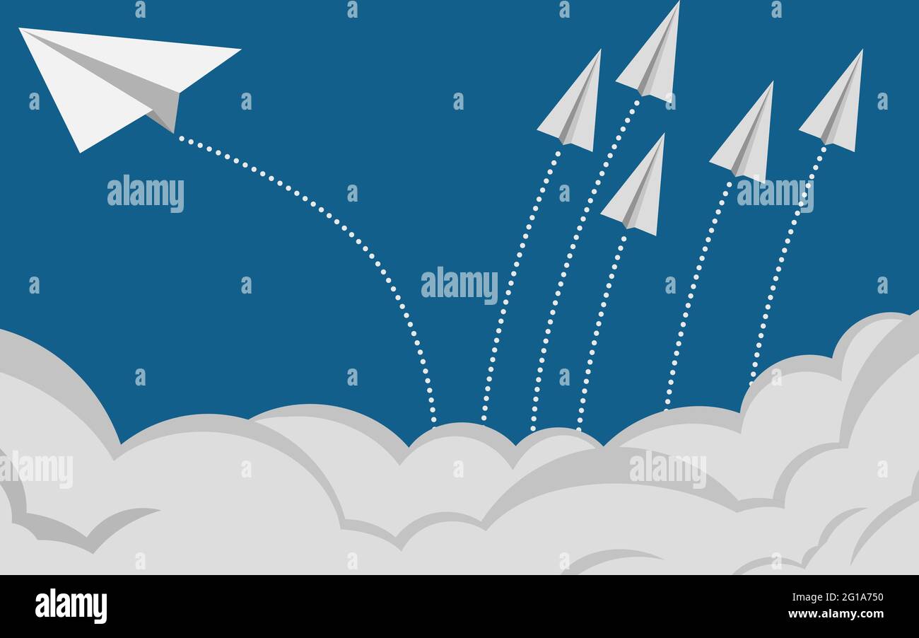 Paper plane changing direction from others , 3D rendering Stock Photo ...