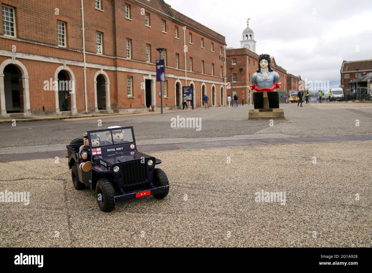 A remote control jeep on show as D-Day veterans are welcomed to the ...