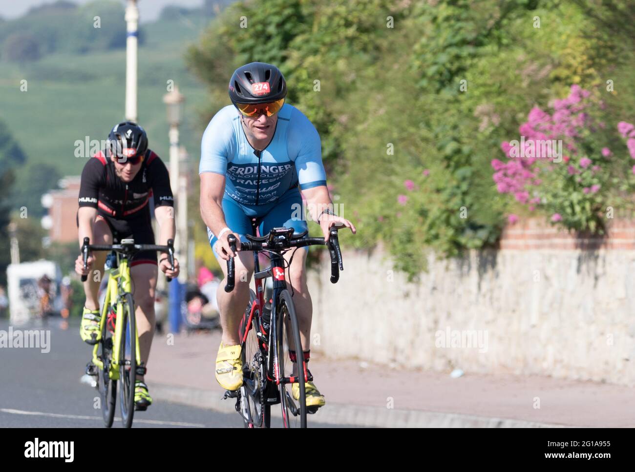 Eastbourne, UK. 6th June, 2021. Triathletes taking part in Tribourne ...