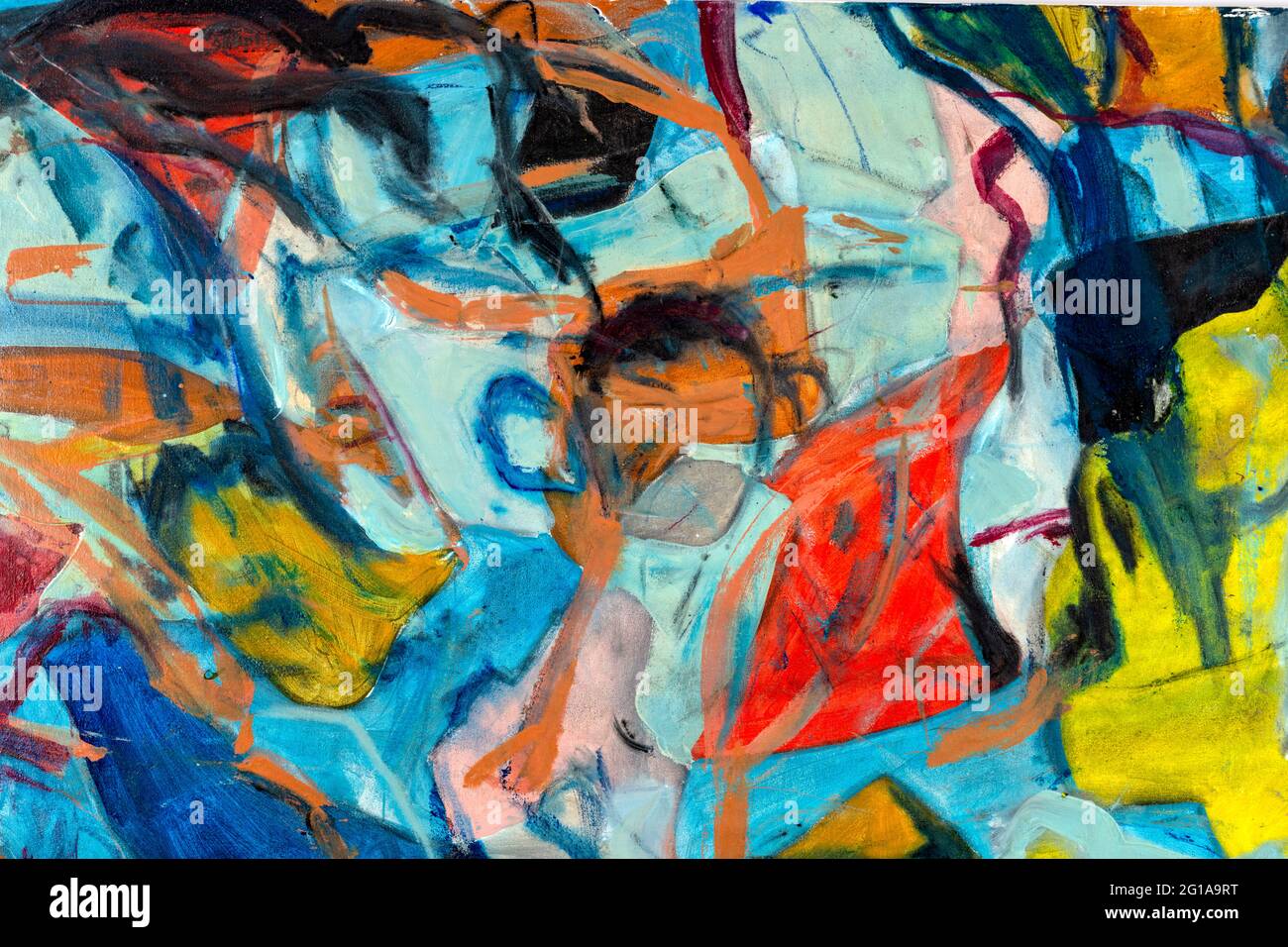 Abstract painting fragment with vibrant colors, strong shapes and ...